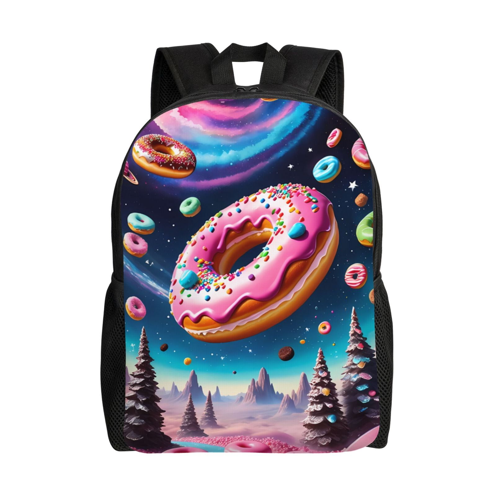 Qekee Starry Sky Pine Tree Donut print Travel Backpack for women and ...