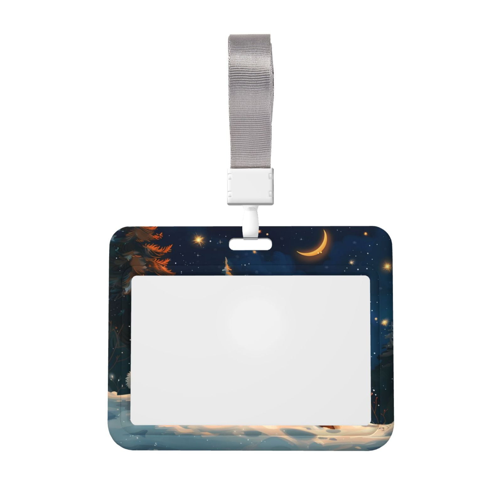Qekee Starry Sky Sleep White Bear Print Card Badge Holder,Clear Name ...