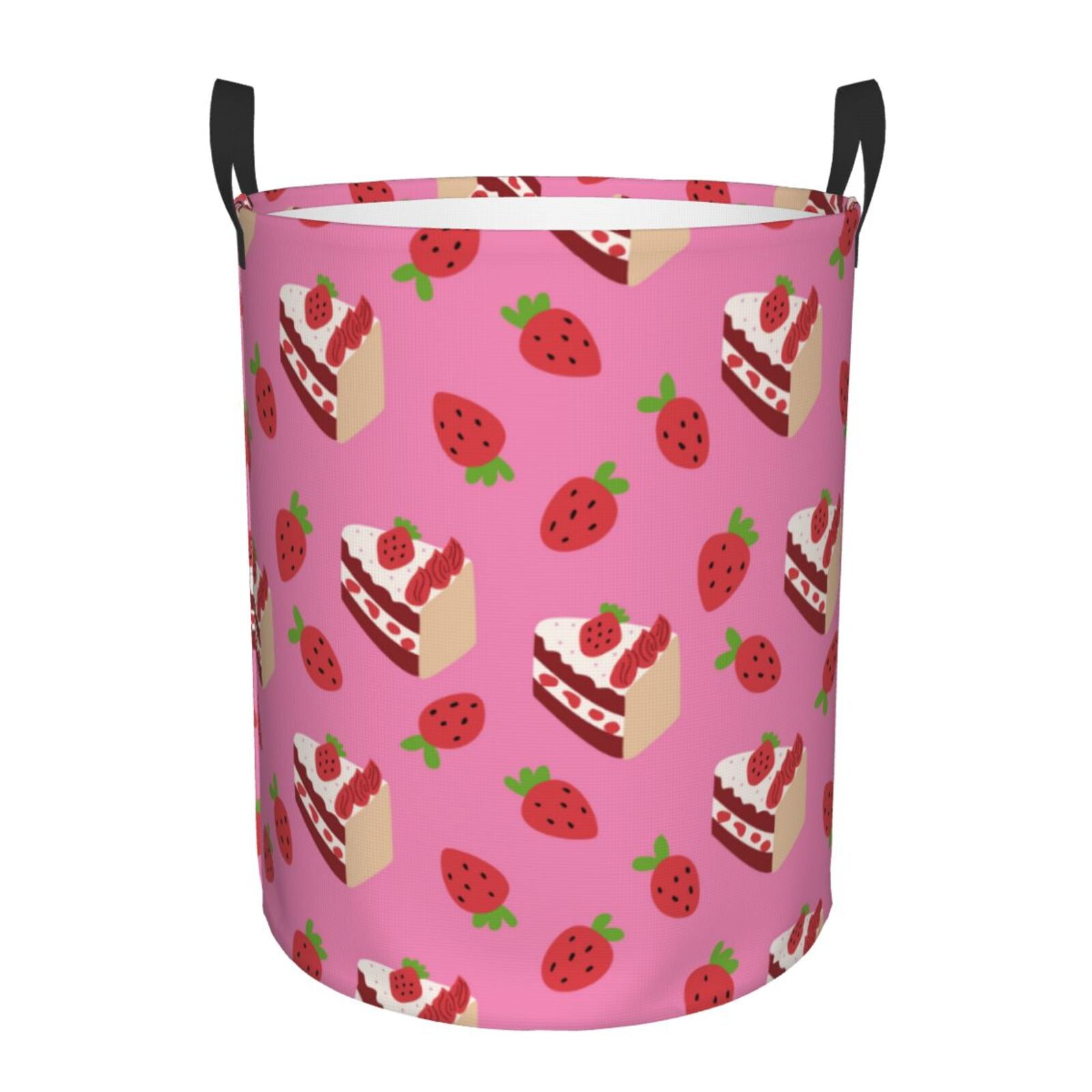 Qekee Strawberry Cake print Laundry Hamper Basket, Hamper Basket for ...