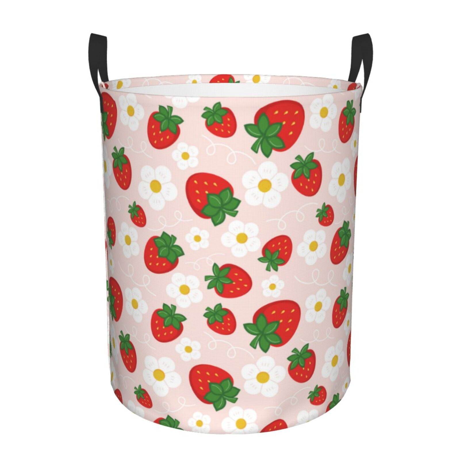 Qekee Strawberry Floral print Laundry Hamper Basket, Hamper Basket for ...