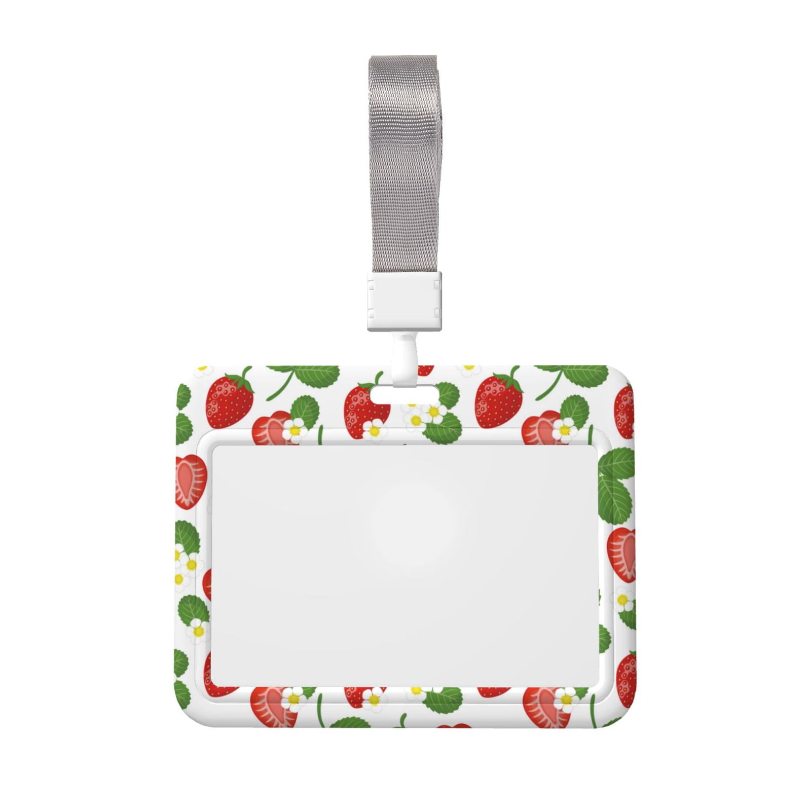 Qekee Strawberry Print Card Badge Holder,Clear Name Tag ID Card ...