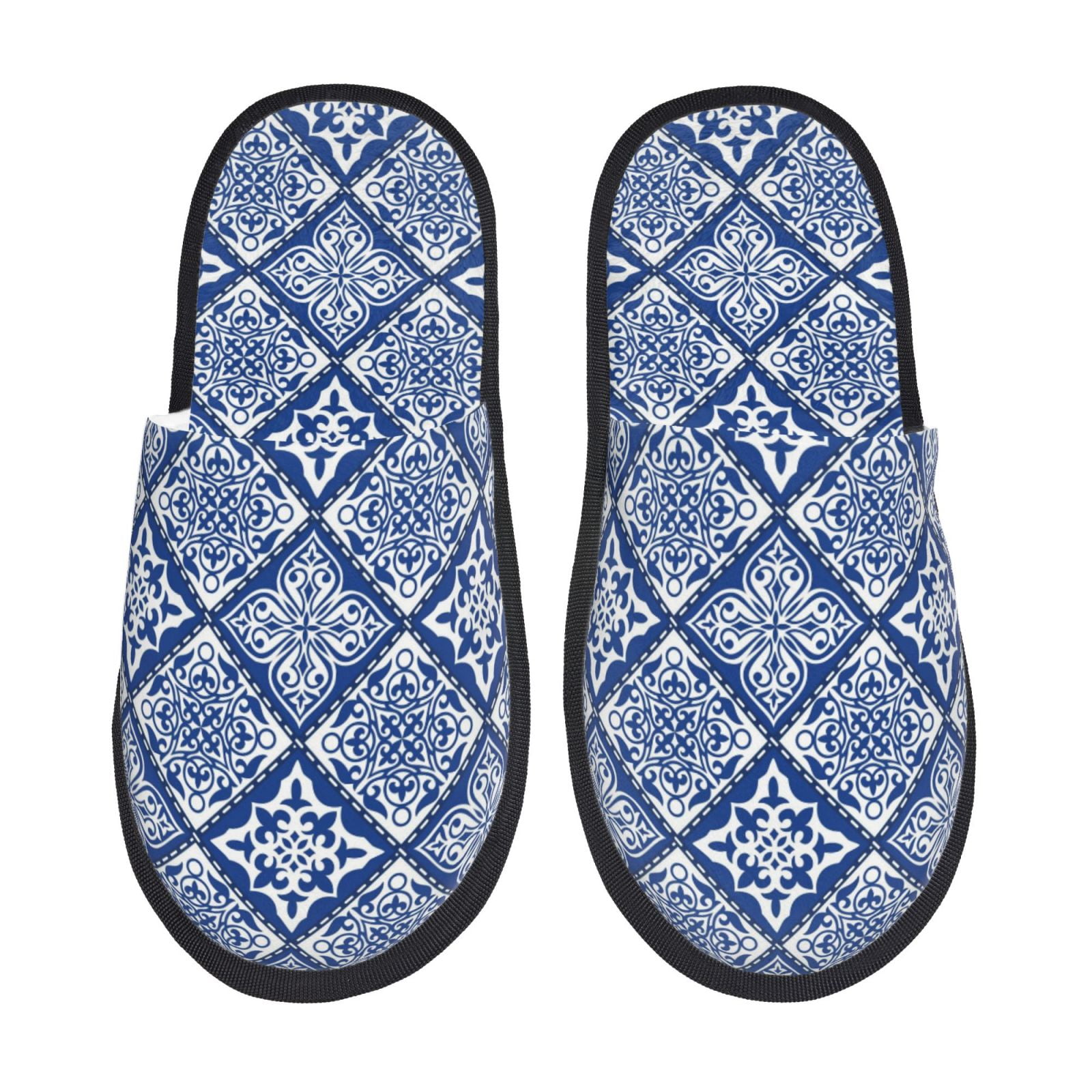 Qekee Stylized Flowers Vintage Boho print Slippers for Women and Men ...