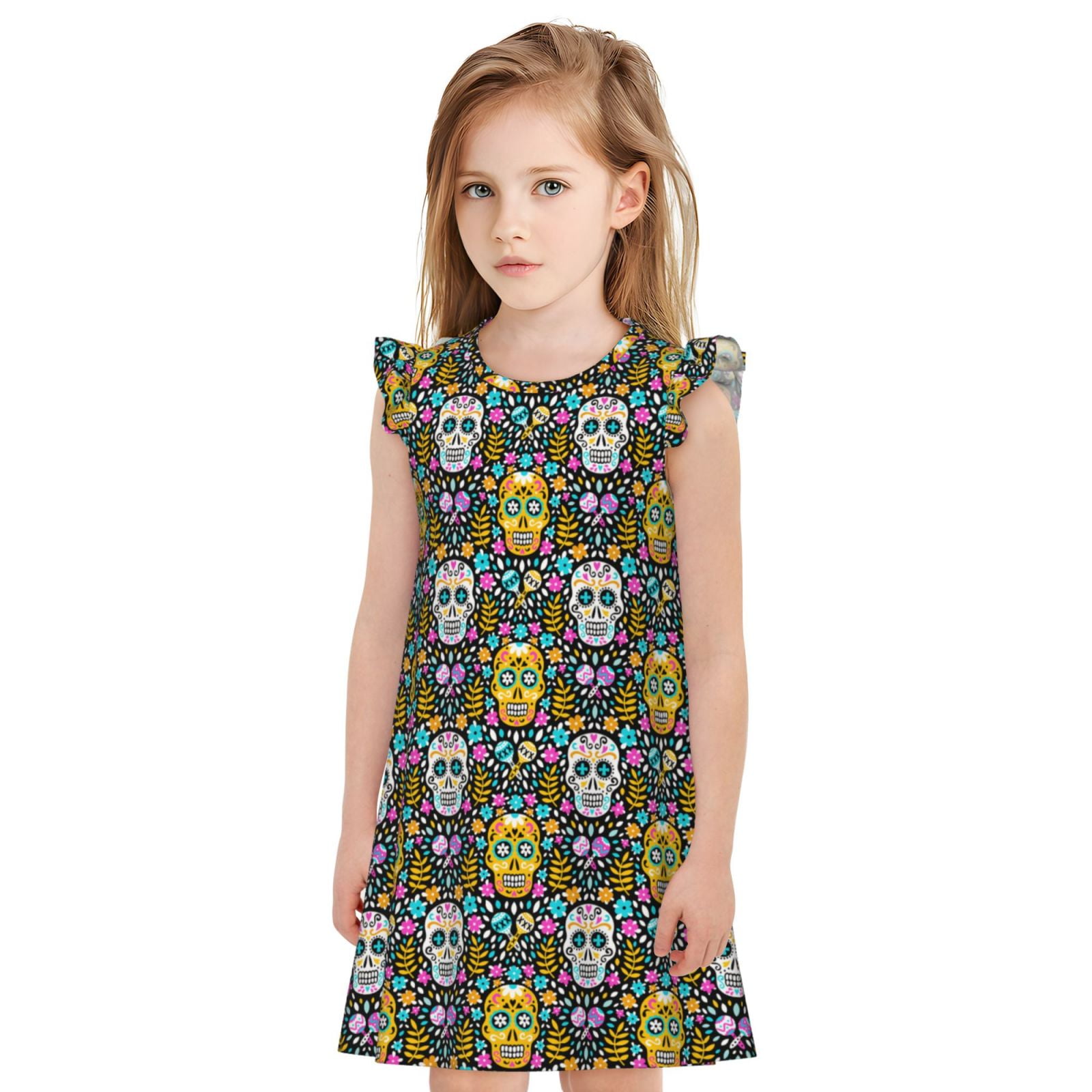 Qekee Sugar Skulls for Girls Nightgowns, Princess Pajama Dresses for ...