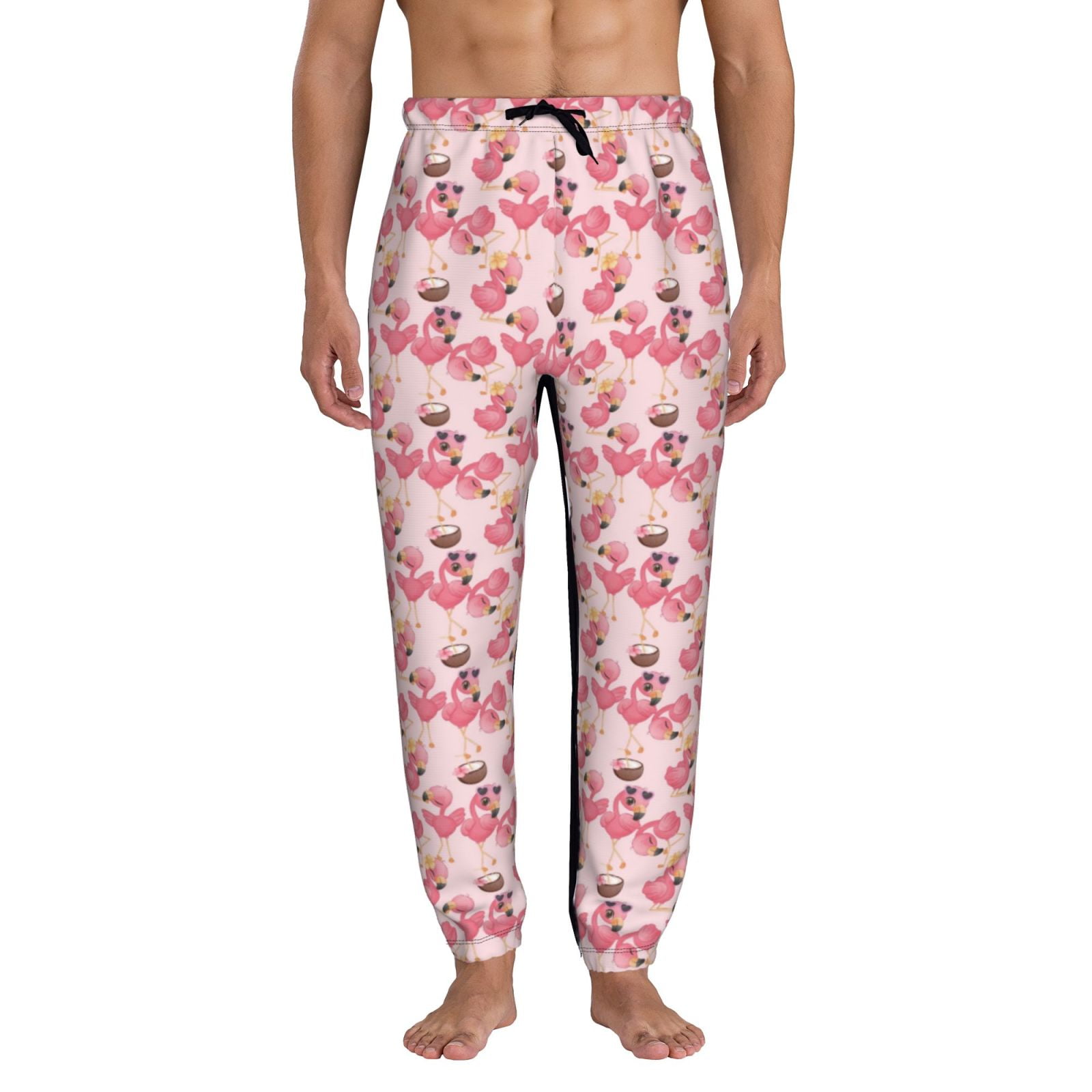 Qekee Summer Flamingo Pattern Mens Sweatpants, Men's Midweight Lounge ...