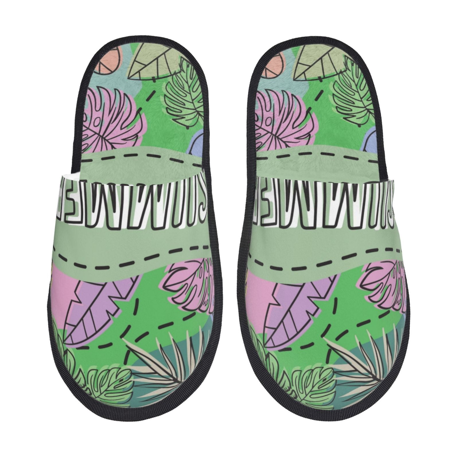 Qekee Summer print Slippers for Women and Men, Fluffy Cute Cozy House ...
