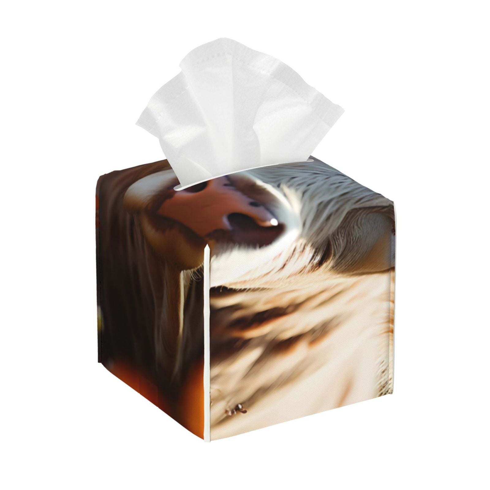 Qekee Sunflower Cow In Flower Field for Tissue Box Cover Holder, Square ...