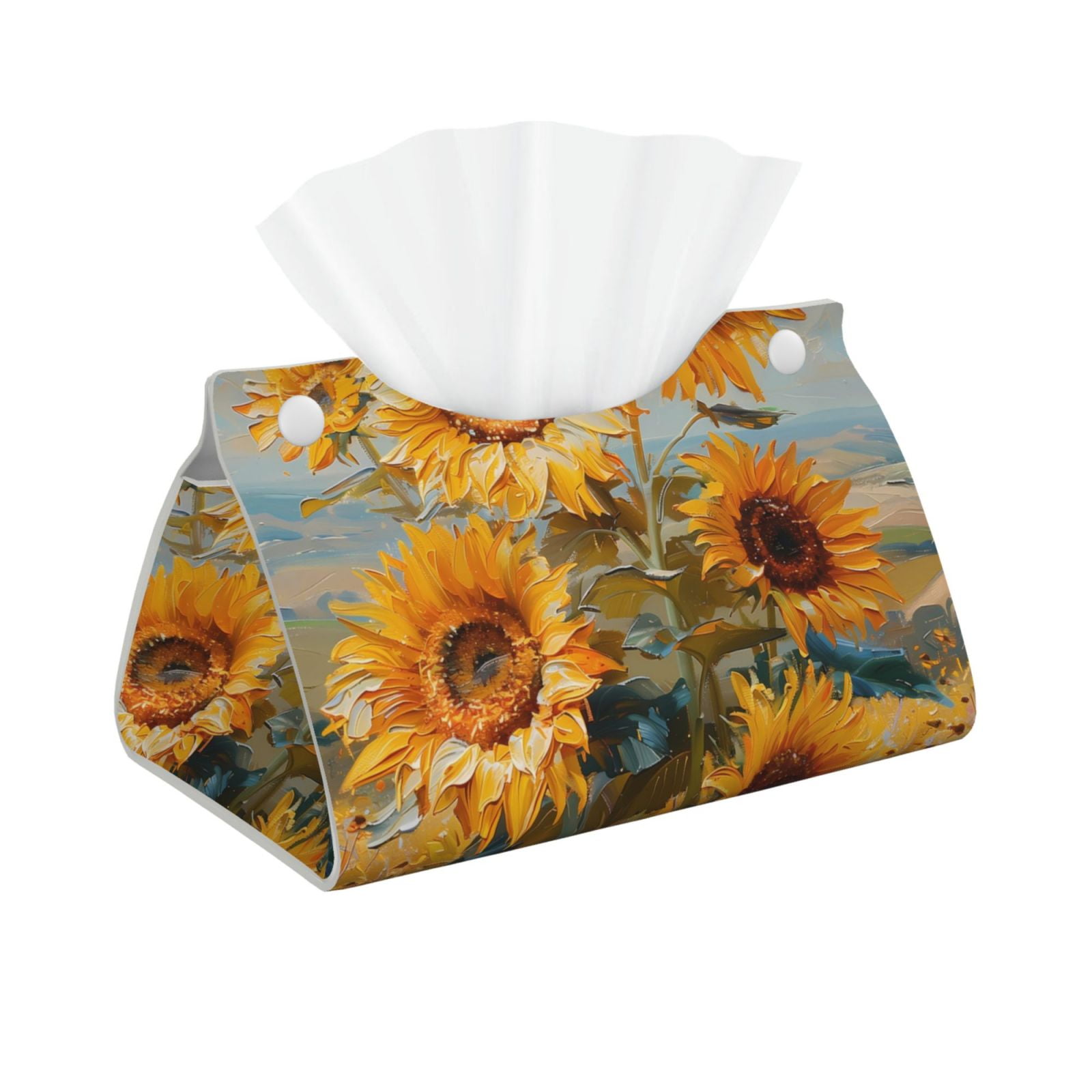 Qekee Sunflower Field Art Print Long Tissue Box Cover, Tissue Holder ...