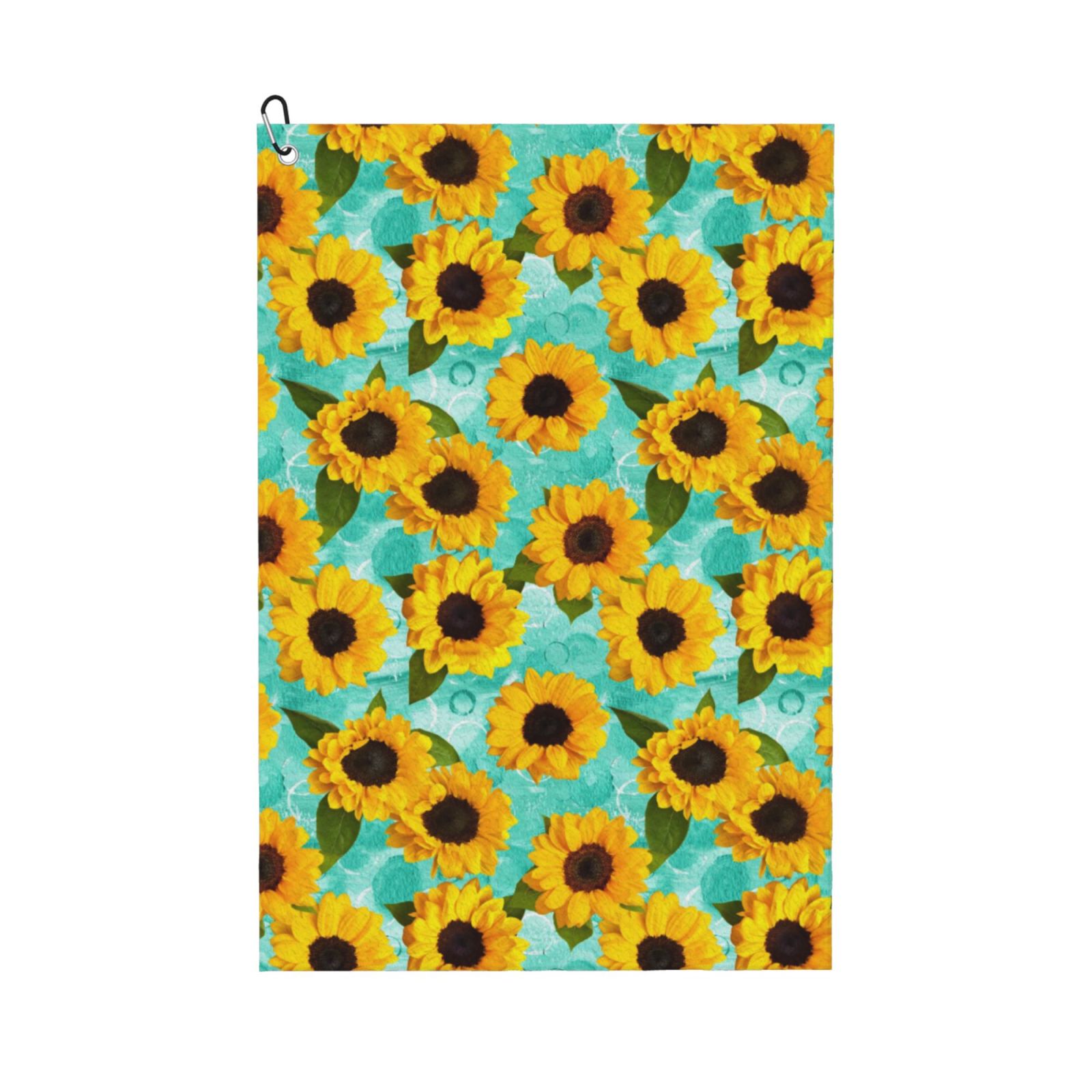 Qekee Sunflowers With Green Leaves for Golf Towel - Includes Towel Clip ...
