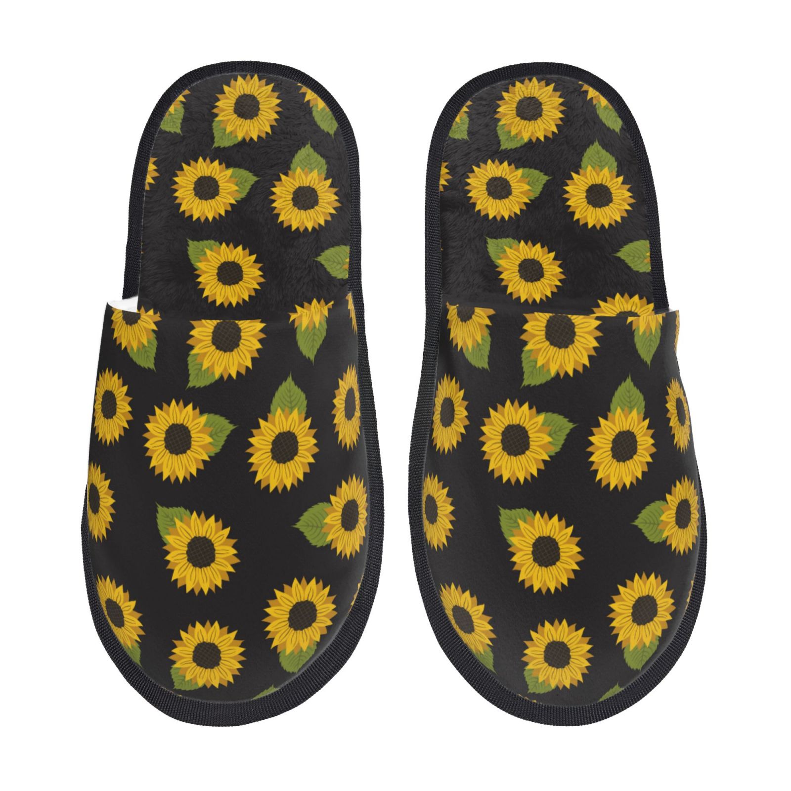 Qekee Sunflowers print Slippers for Women and Men, Fluffy Cute Cozy ...