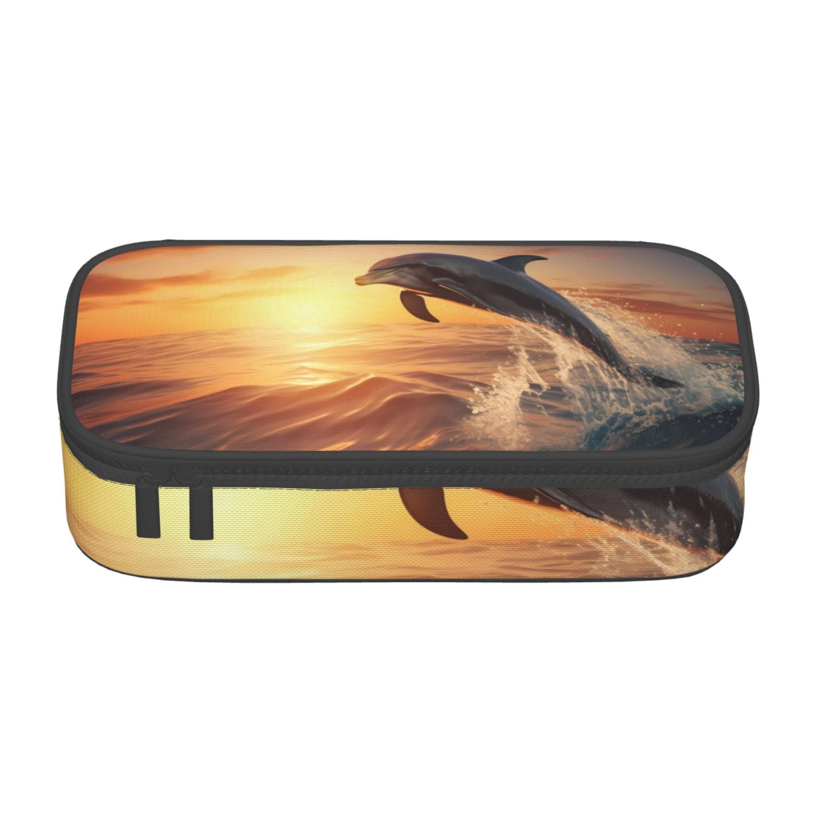 Qekee Sunset Dancing Dolphin A print Large Pencil Case, Aesthetic Pen ...