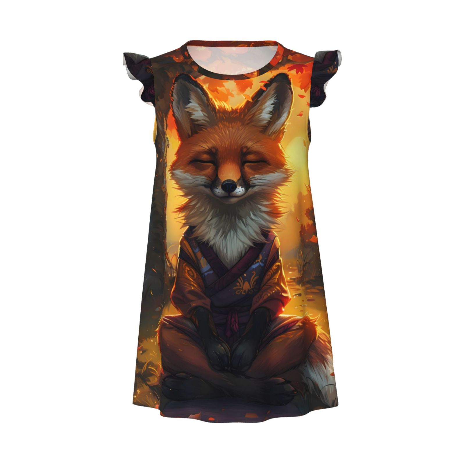 Qekee Sunset Maple Tree Fox for Girls Nightgowns, Princess Pajama ...