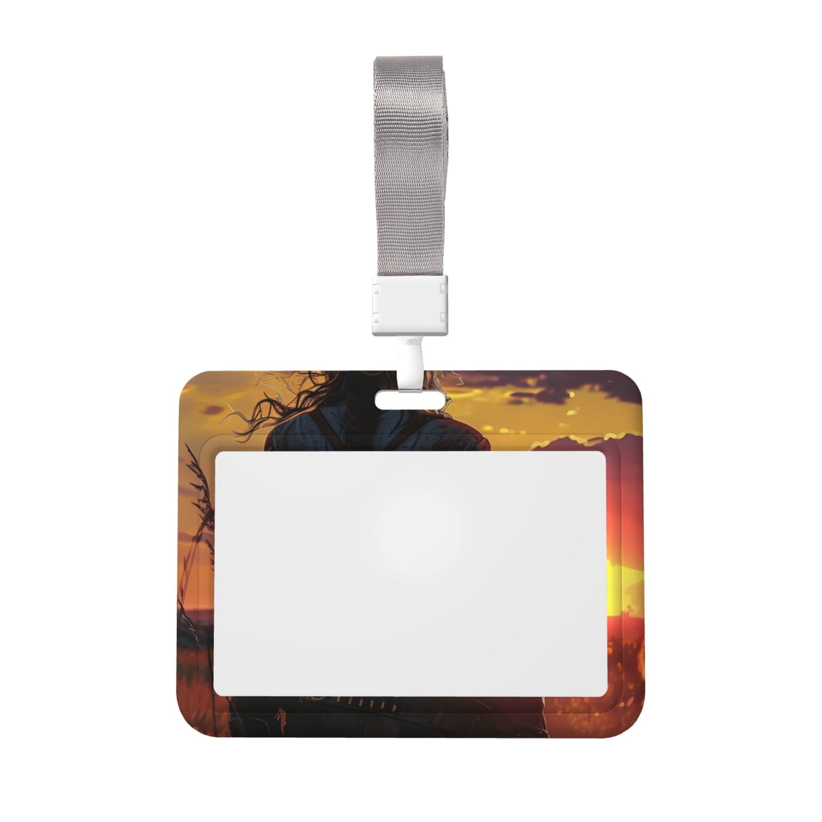 Qekee Sunset Western Cowgirl Print Card Badge Holder,Clear Name Tag ID ...
