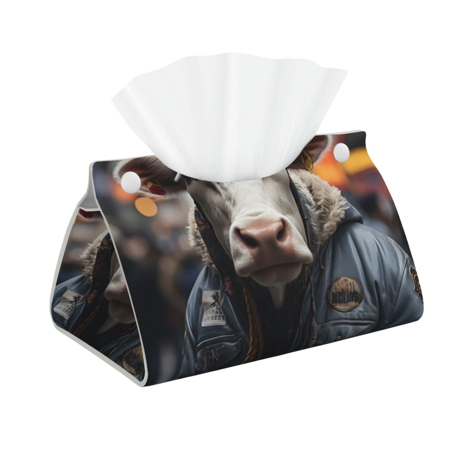 Qekee Surrealist Cow Print Long Tissue Box Cover, Tissue Holder, PVC ...