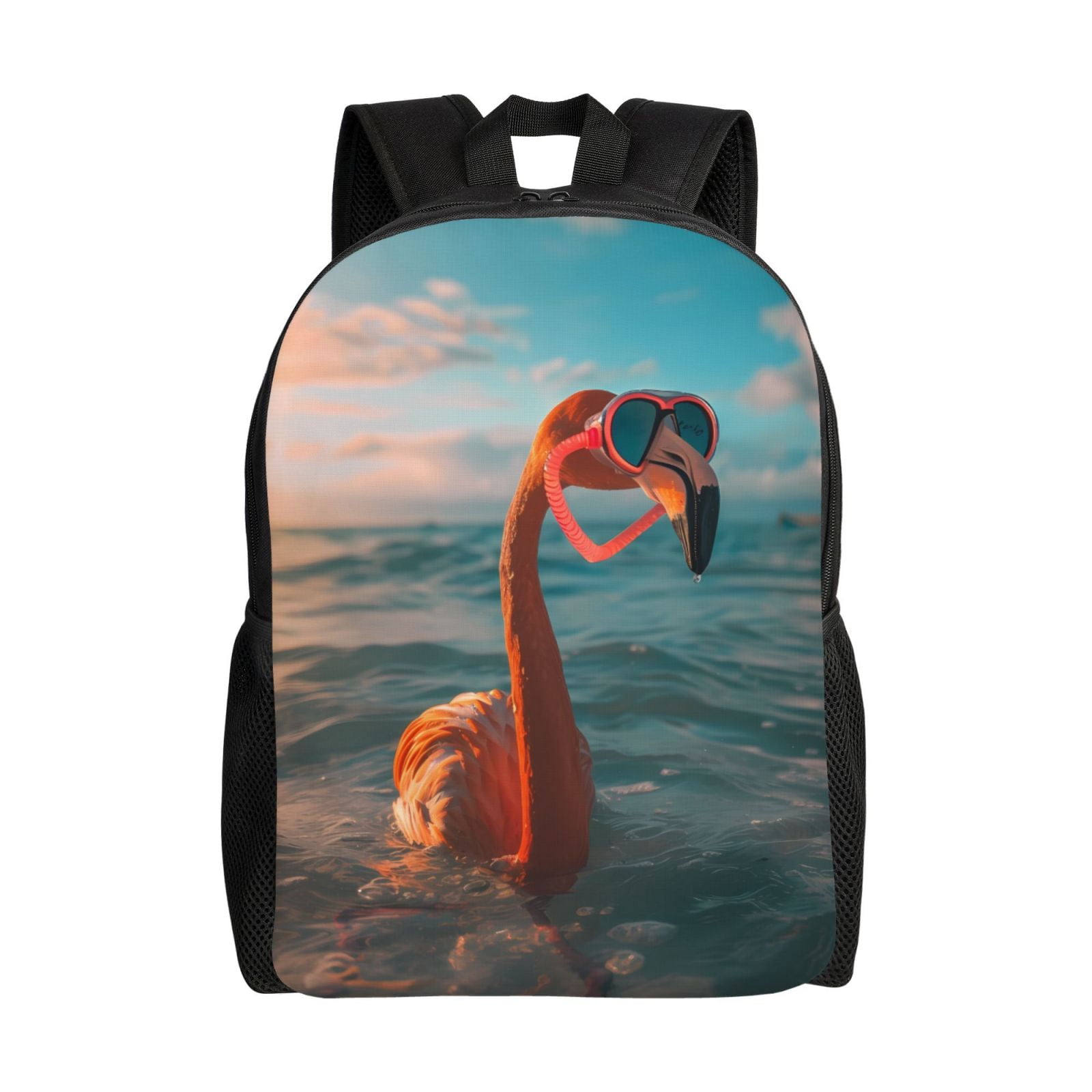 Qekee Swimming Goggled Flamingo print Travel Backpack for women and men ...