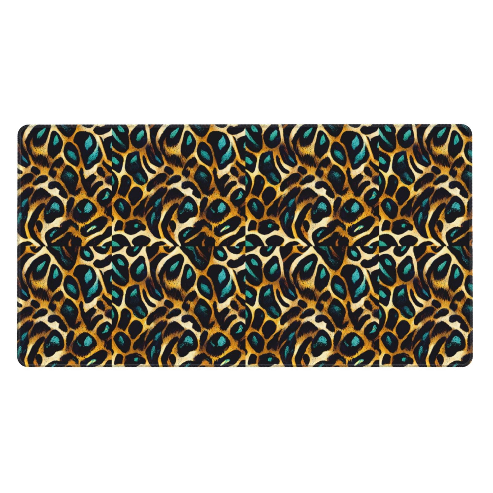 Qekee Teal Leopard Print Desk Pad Protector,Mouse Pad,Office Desk Mat ...