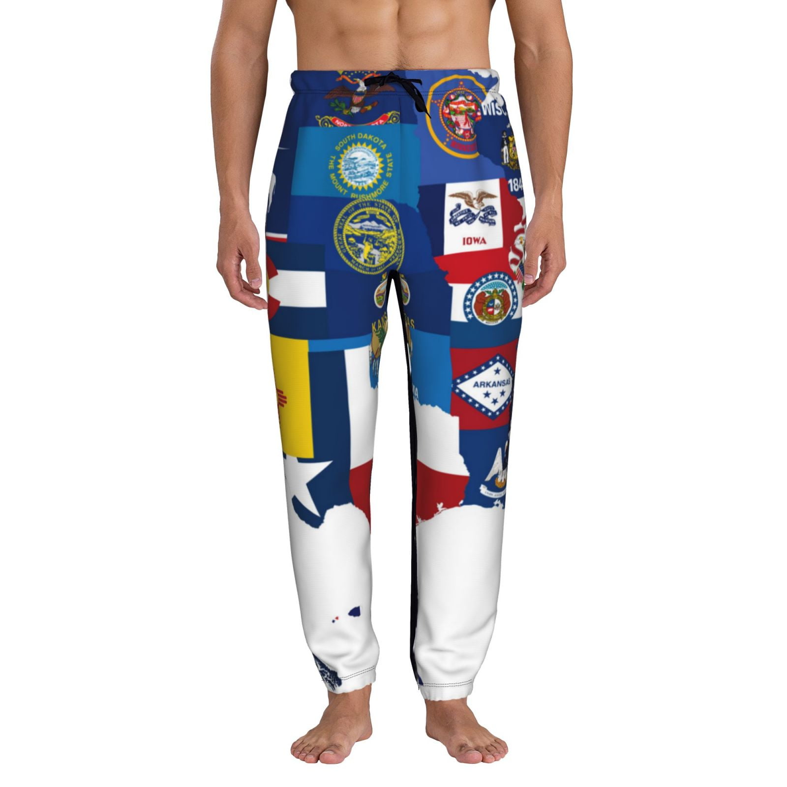 Qekee The Map Of United States Pattern Mens Sweatpants, Men's Midweight ...