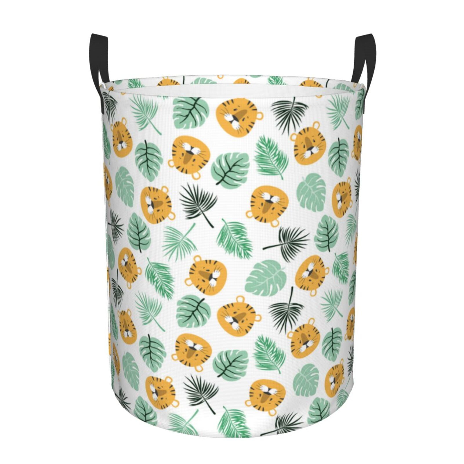 Qekee Tiger Leaves print Laundry Hamper Basket, Hamper Basket for ...