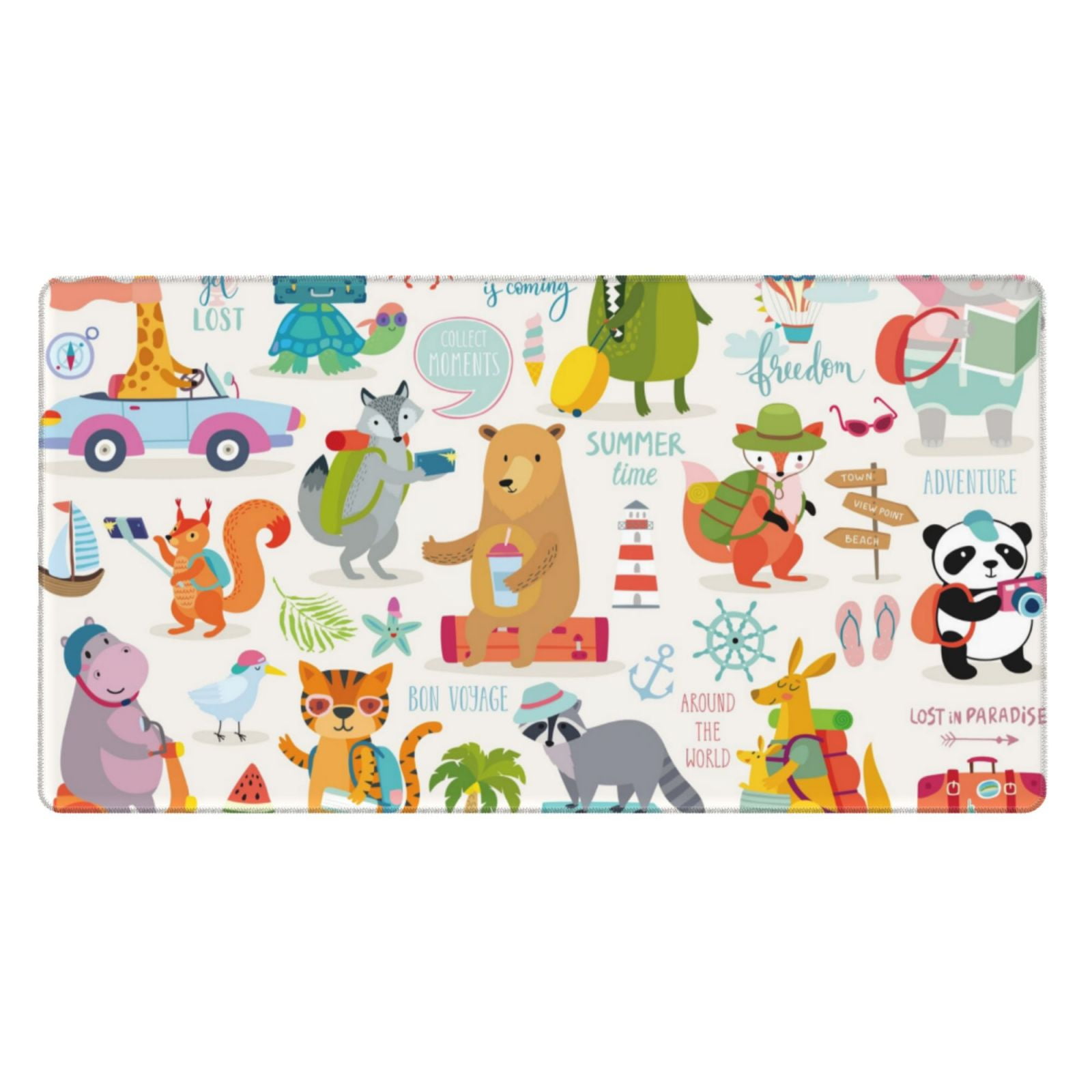 Qekee Travel Animals Print Desk Pad Protector,Mouse Pad,Office Desk Mat ...