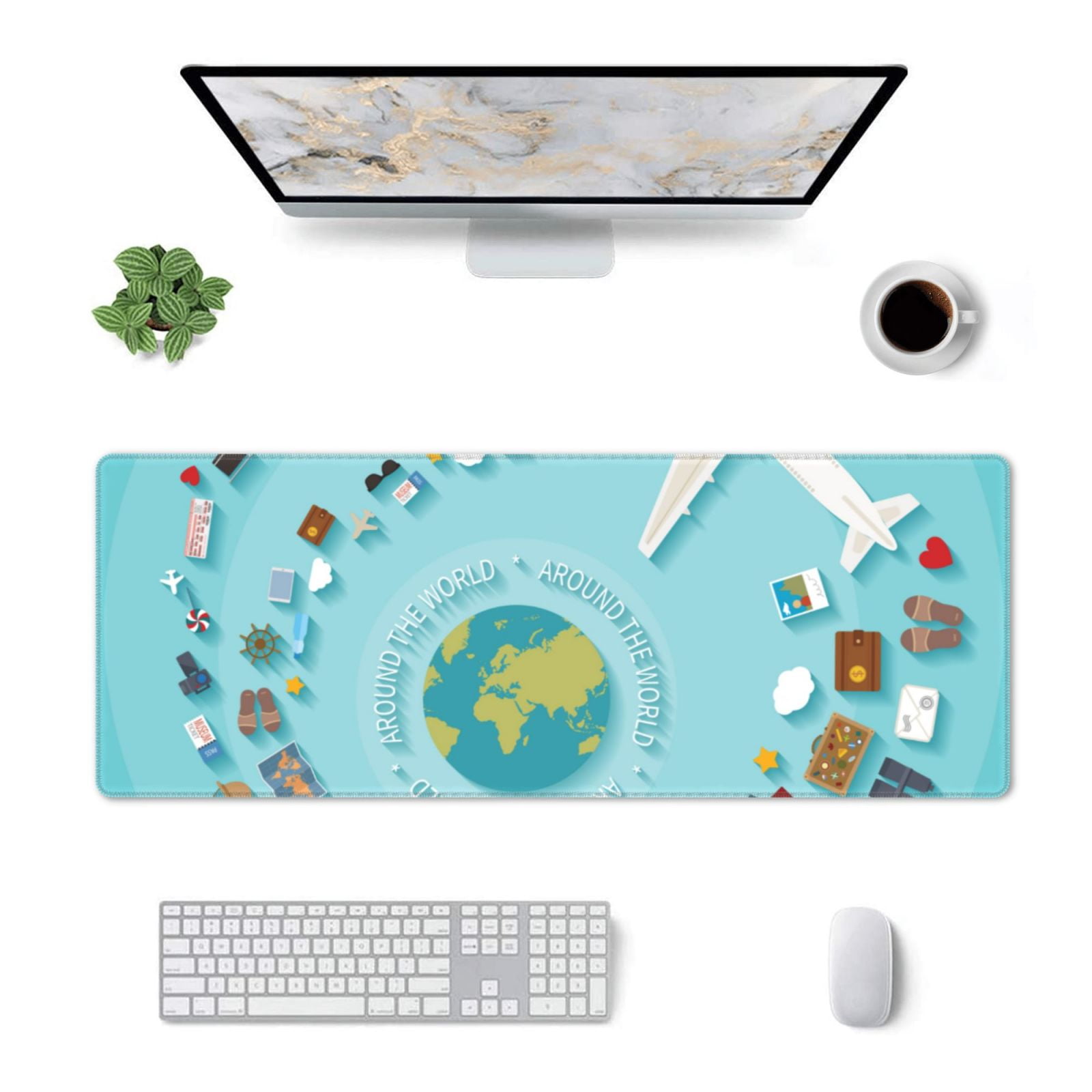 Qekee Travelling on Airplane Print Mouse Pad,Desk Pad Protector,Office ...
