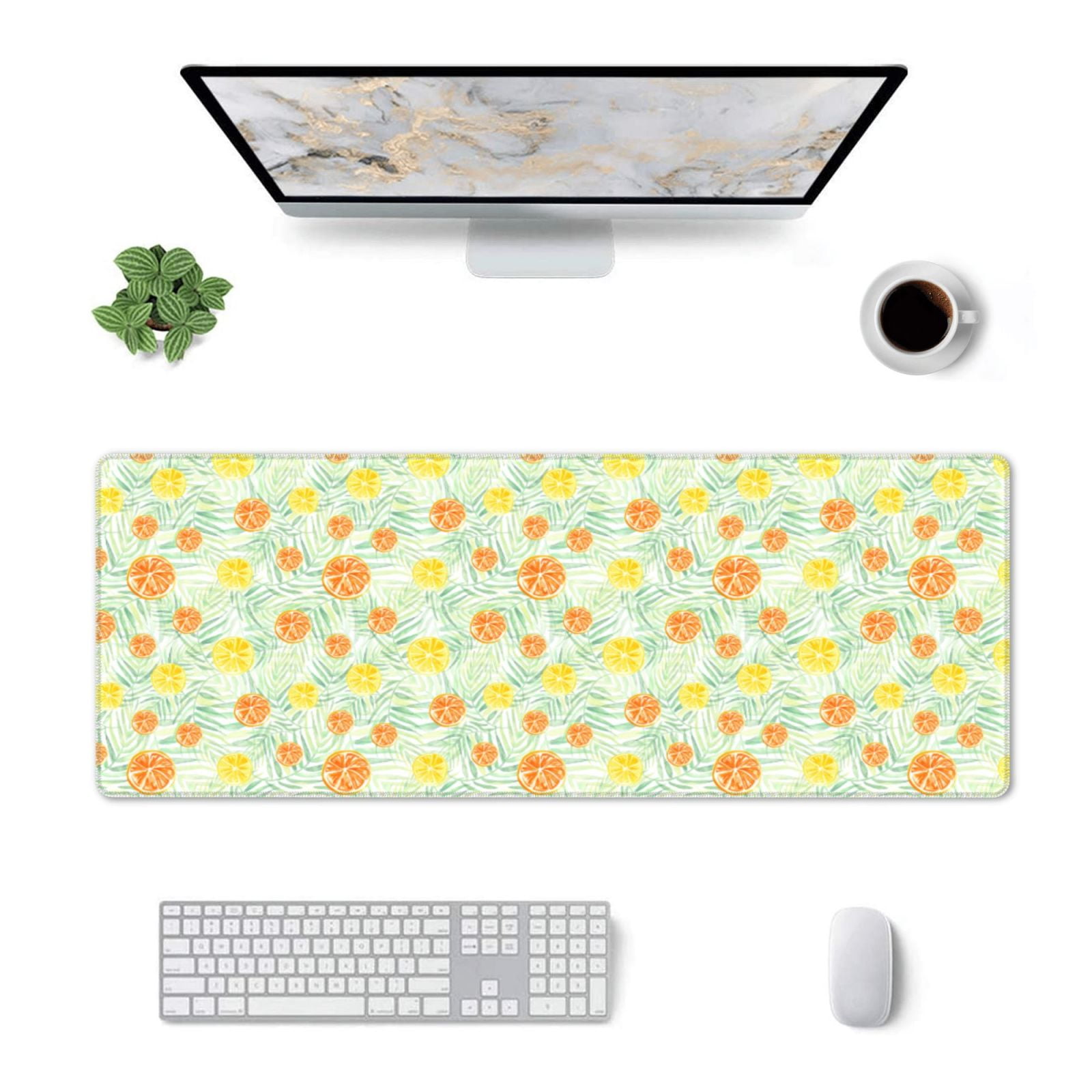 Qekee Tree Palms Lemon Print Mouse Pad,Desk Pad Protector,Office Desk ...