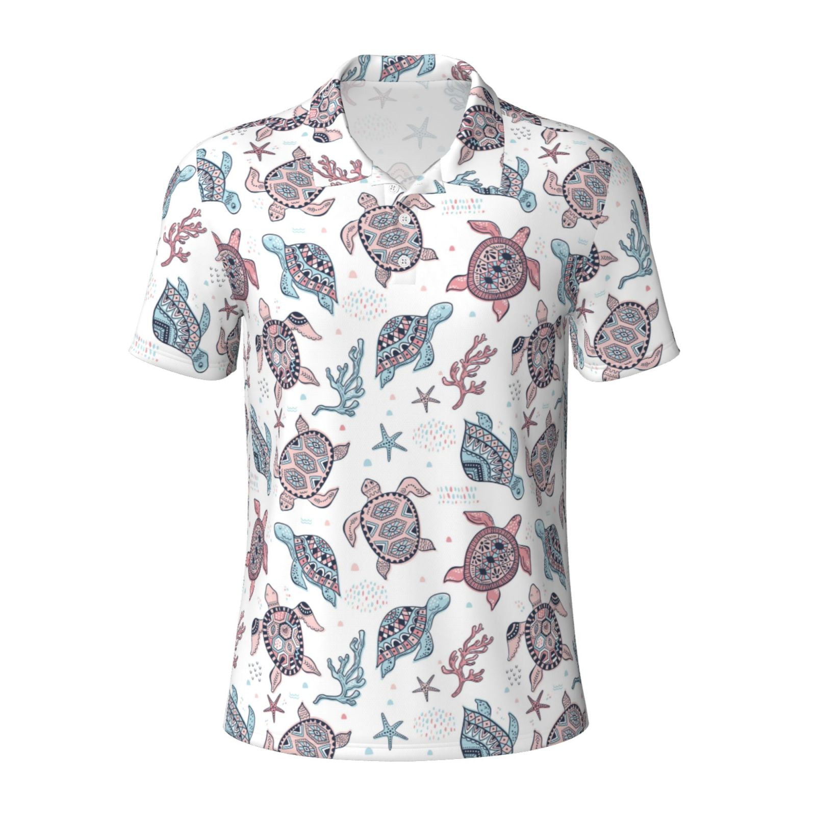 Qekee Tribal Style Turtle for Mens Polo Shirts Casual Short Sleeve ...