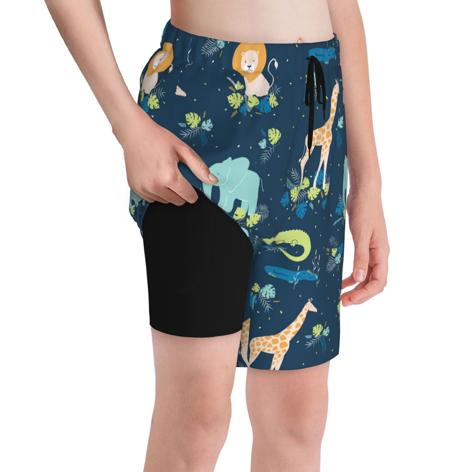 Qekee Tropical Animals Print Boys Swim Trunks,Compression Liner Swim ...