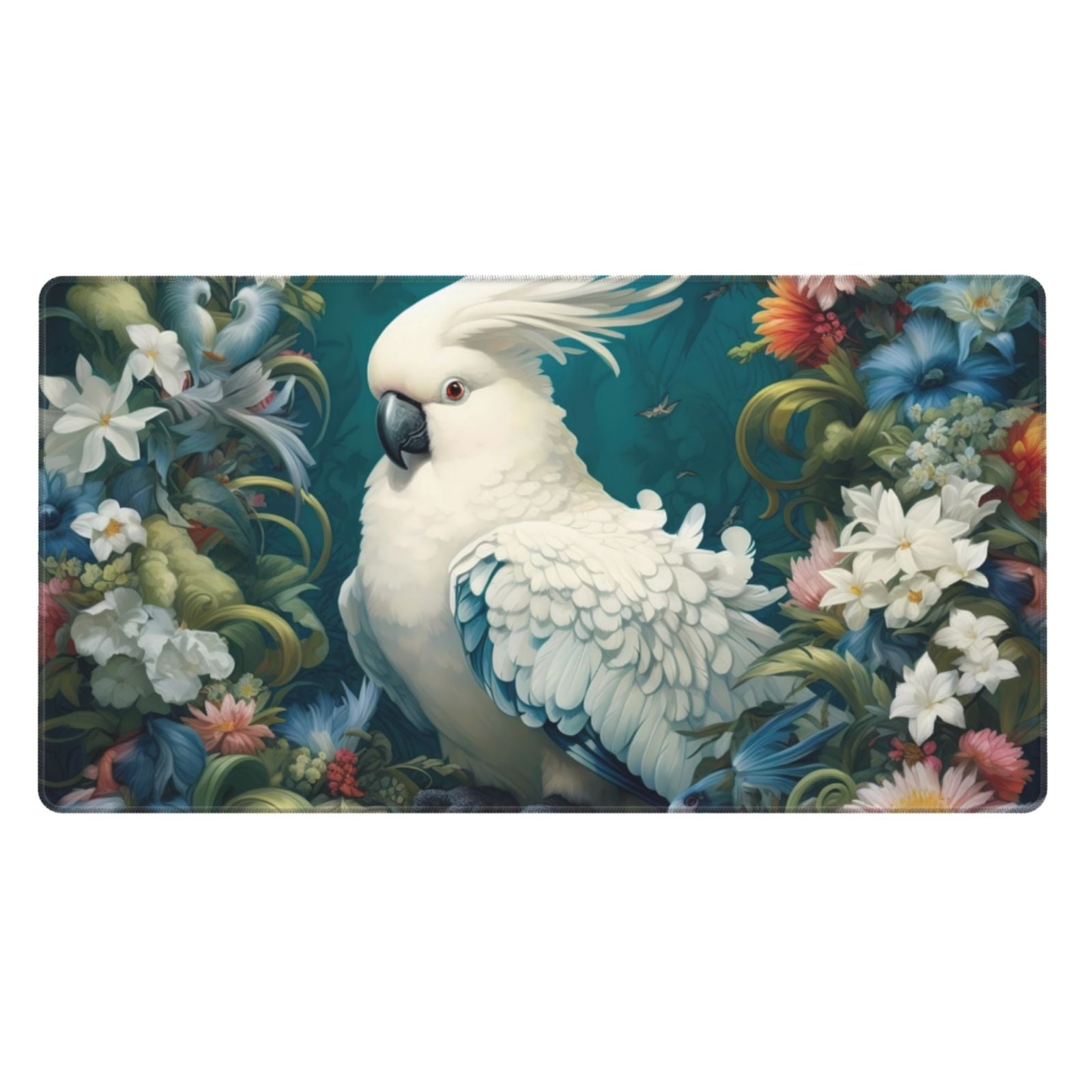 Qekee Tropical Parrot Floral Artwork Print Desk Pad Protector,Mouse Pad ...
