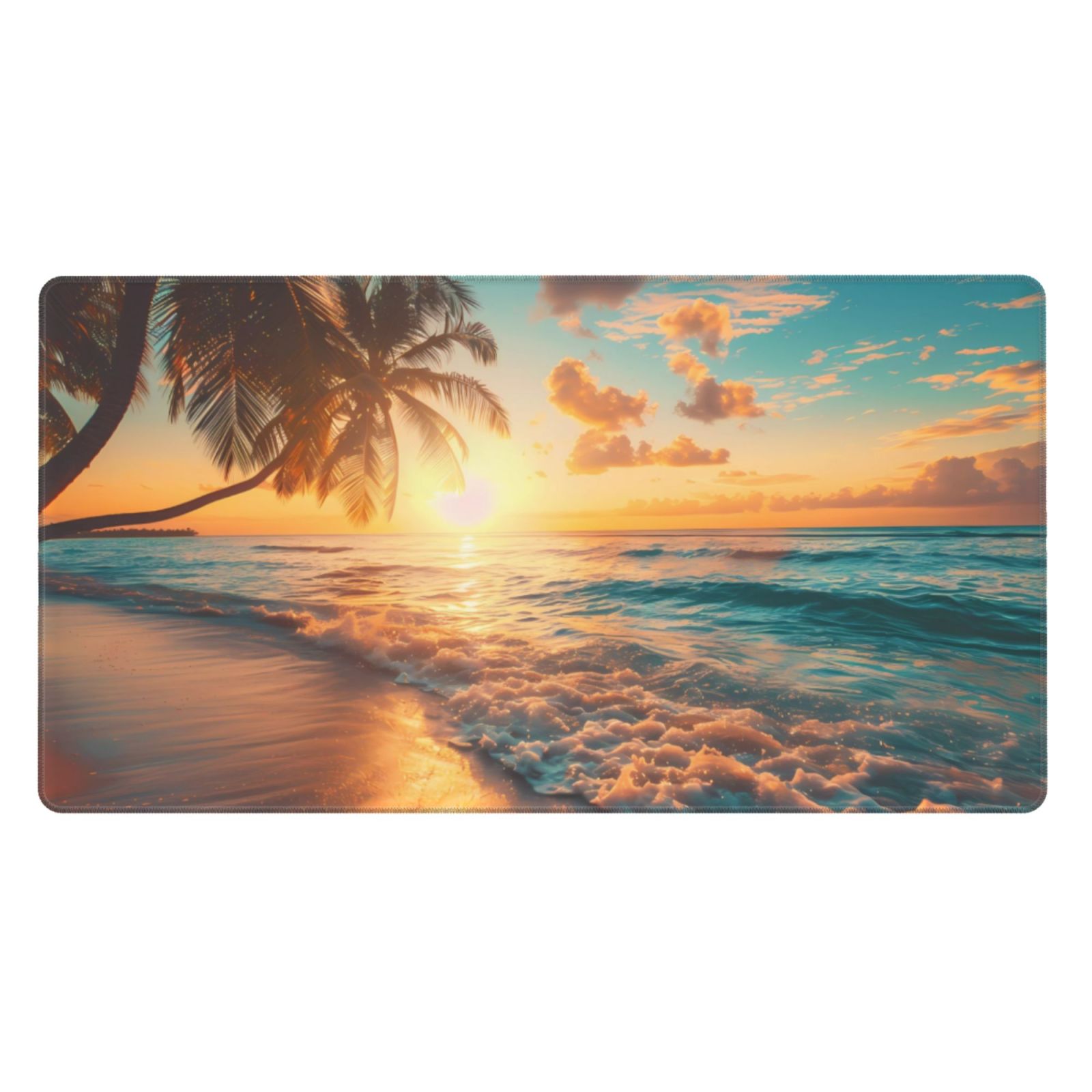 Qekee Tropical Sunset Beach Scene Print Desk Pad Protector,Mouse Pad ...