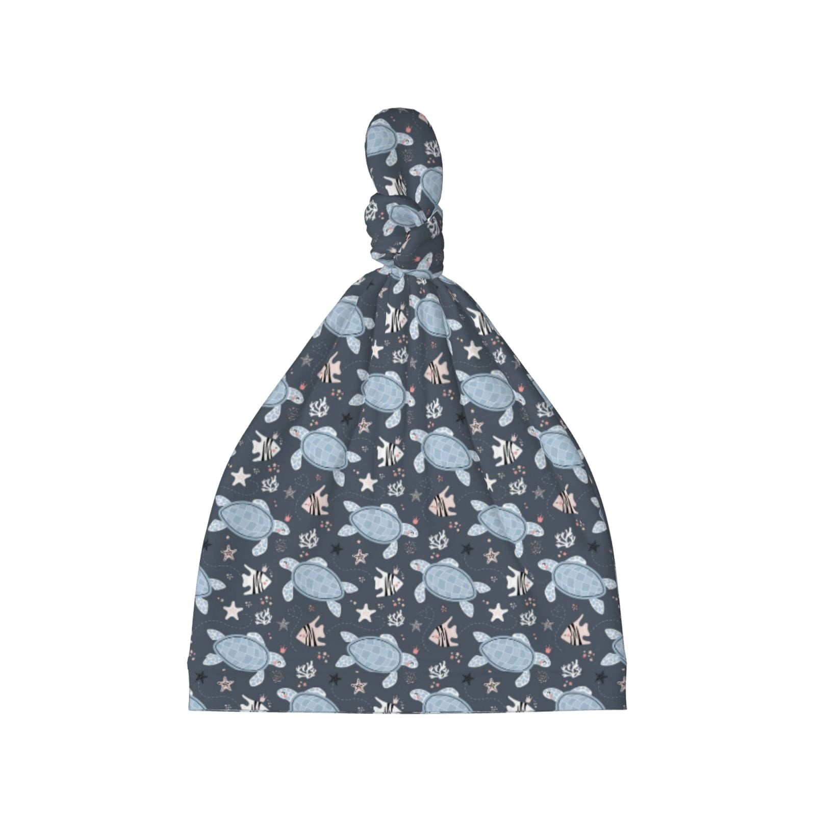 Qekee Turtle Print Newborn Baby Hospital Hat for Boy/Girl,Knotted Cap ...