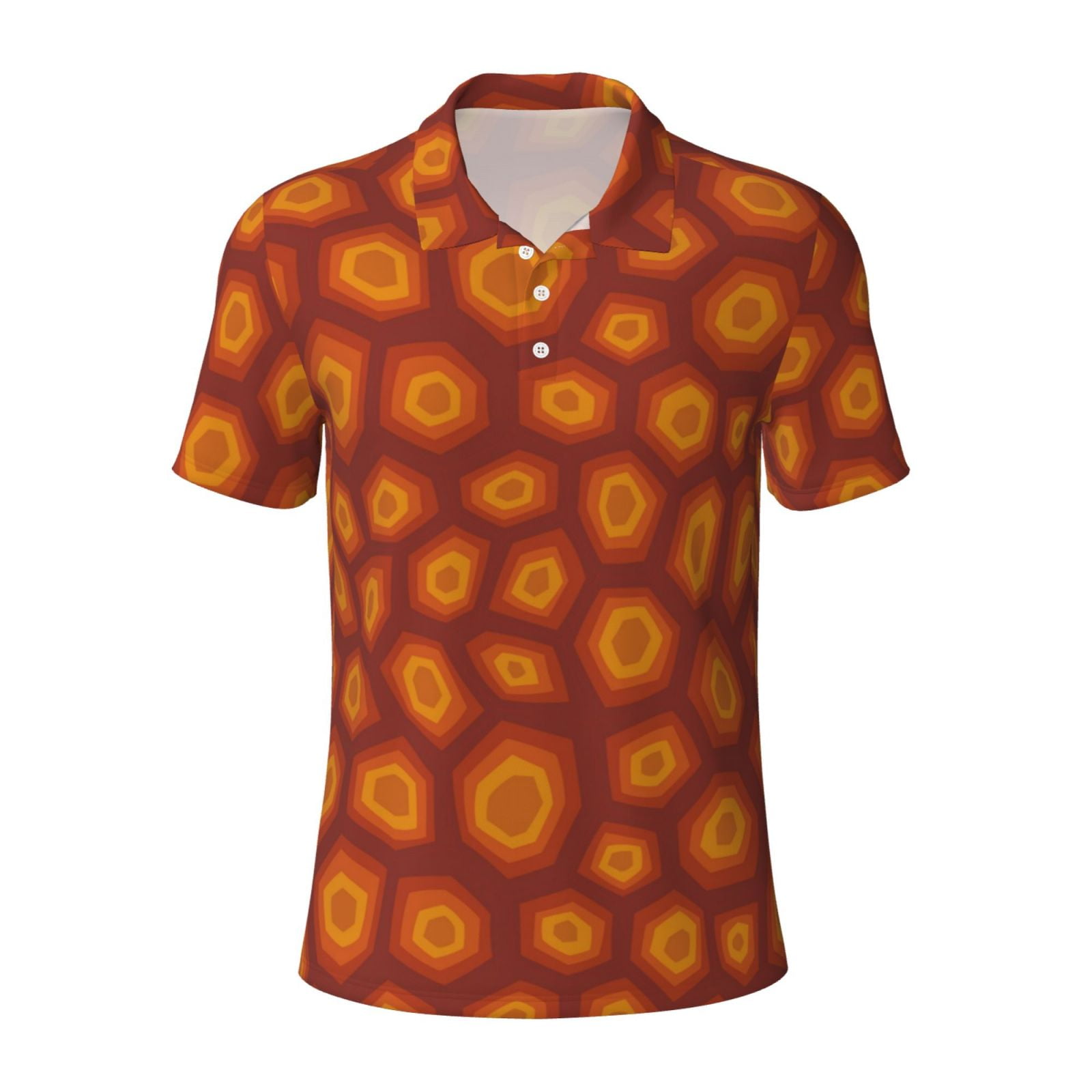 Qekee Turtle Shell for Mens Polo Shirts Casual Short Sleeve Button Down ...