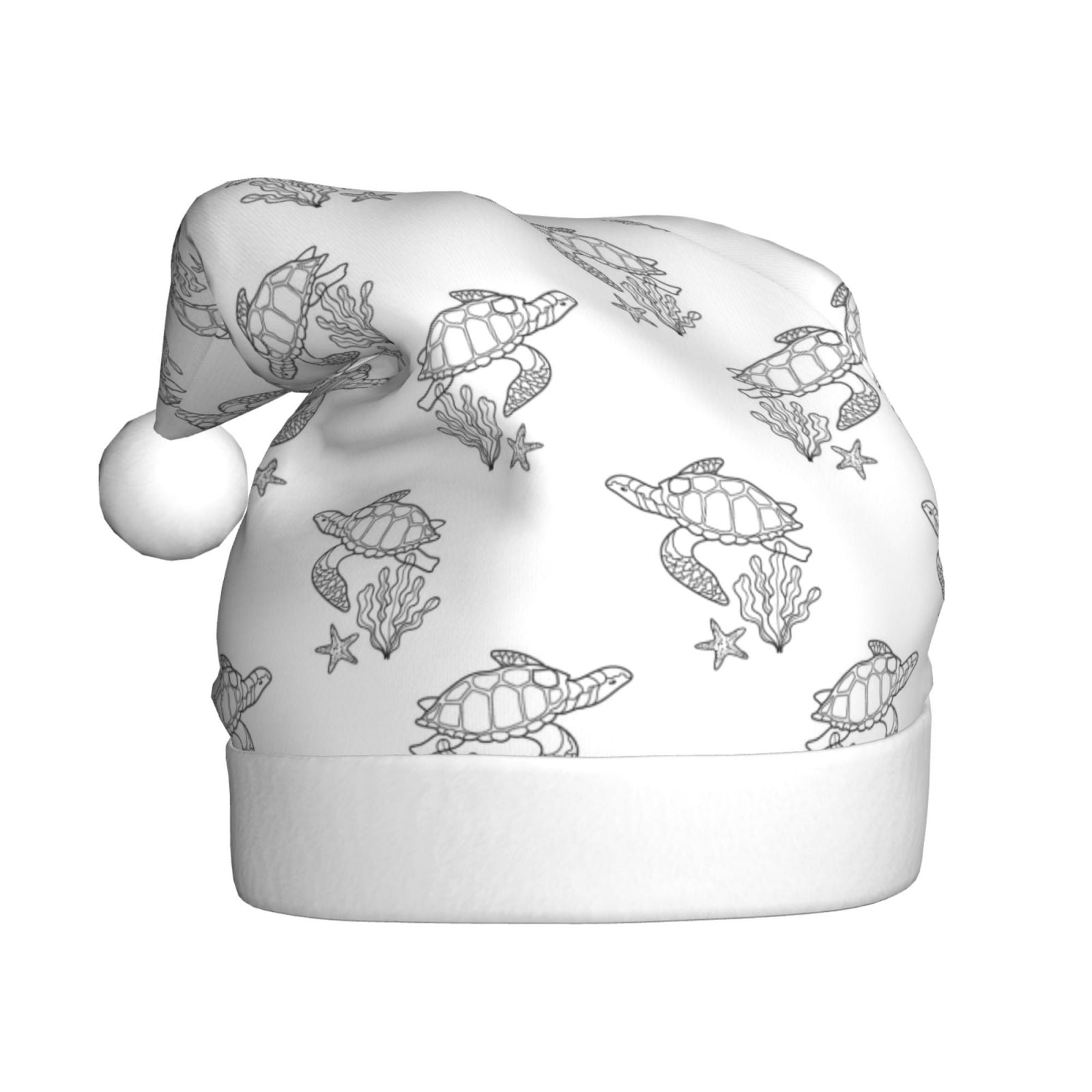 Qekee Turtle for Fluffy Red Santa Hats Set Plush Brim and Liner,Caps ...