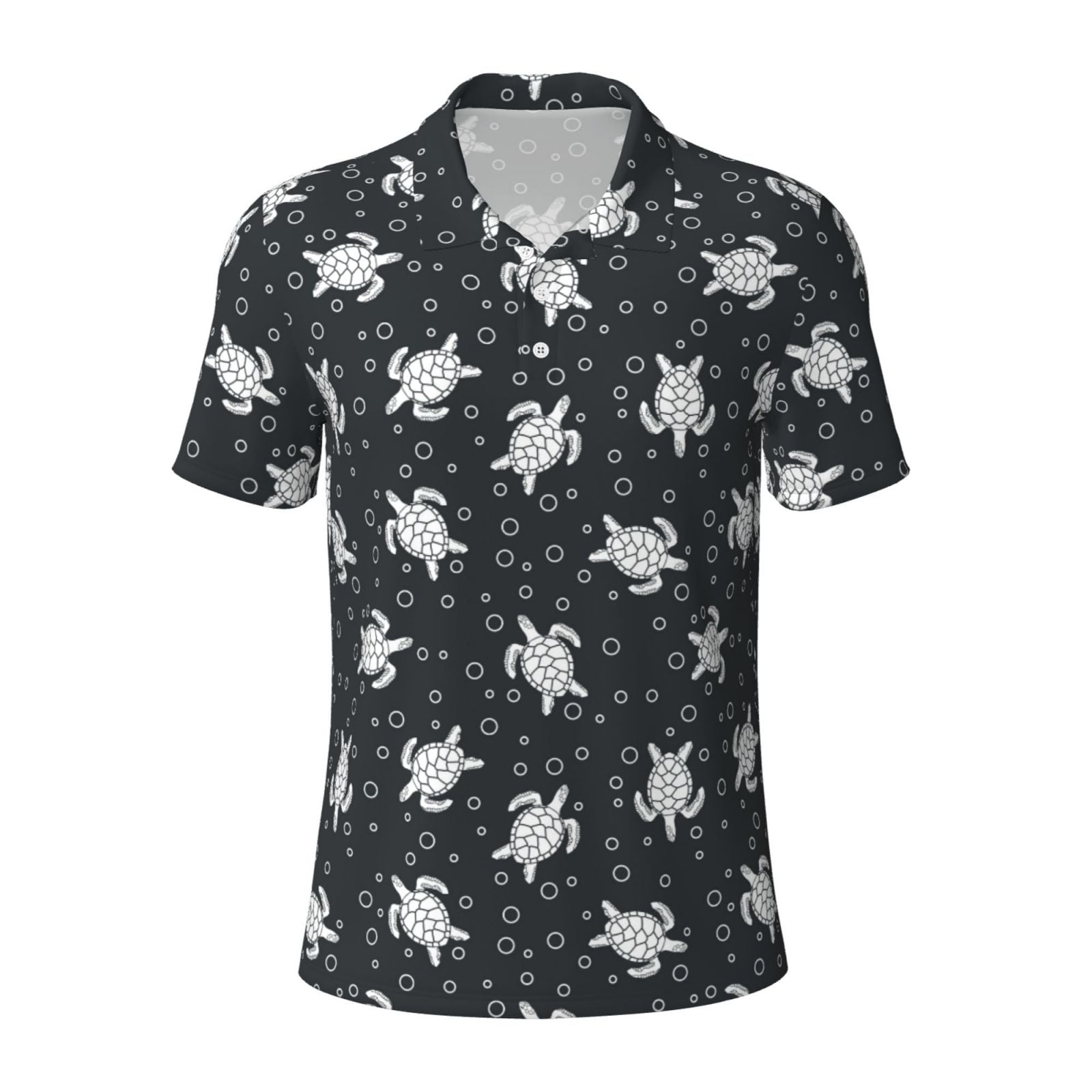 Qekee Turtle for Mens Polo Shirts Casual Short Sleeve Button Down Polo ...