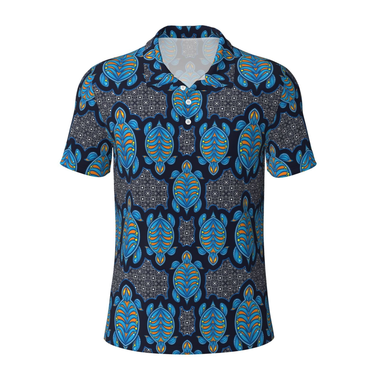 Qekee Turtle for Mens Polo Shirts Casual Short Sleeve Button Down Polo ...