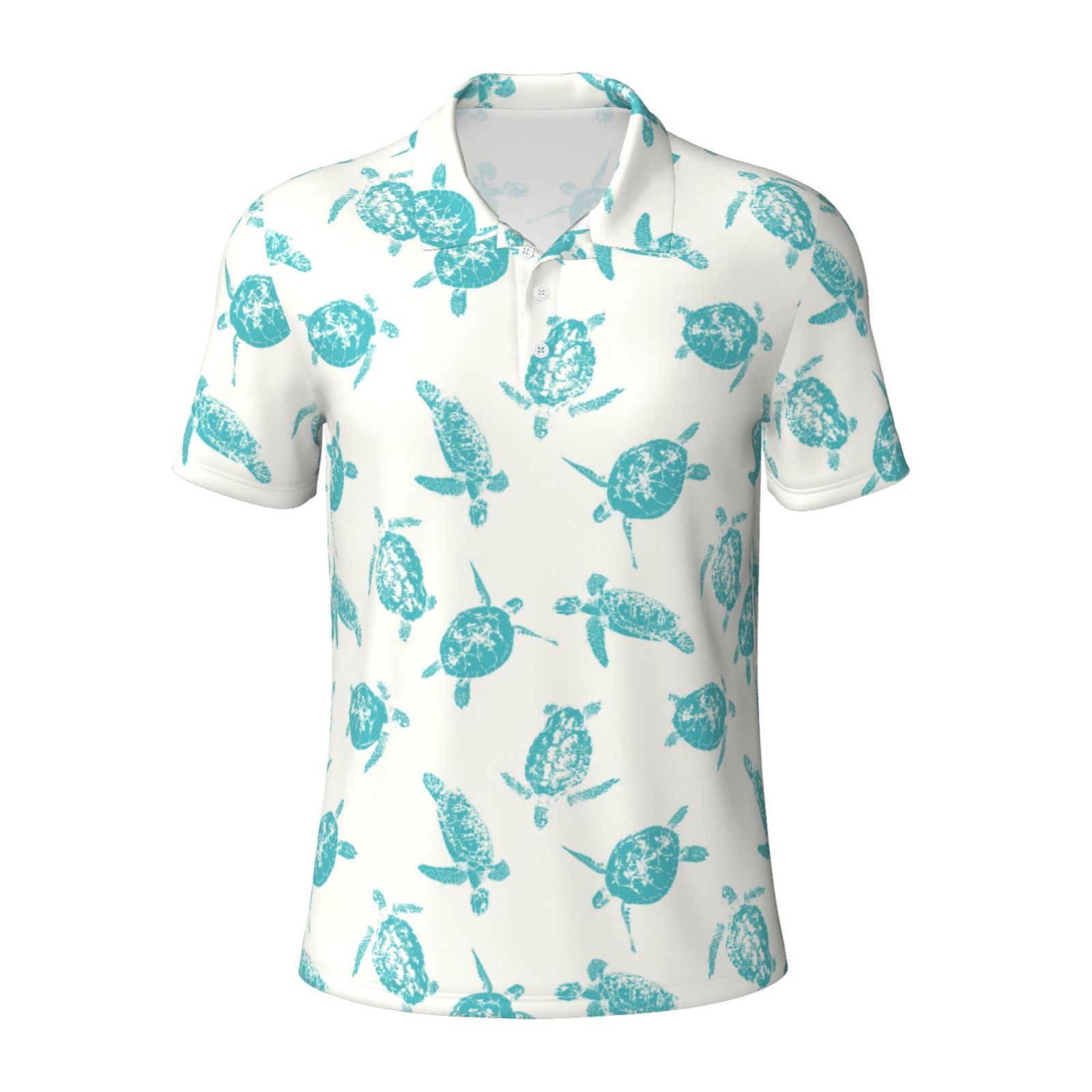 Qekee Turtle for Mens Polo Shirts Casual Short Sleeve Button Down Polo ...
