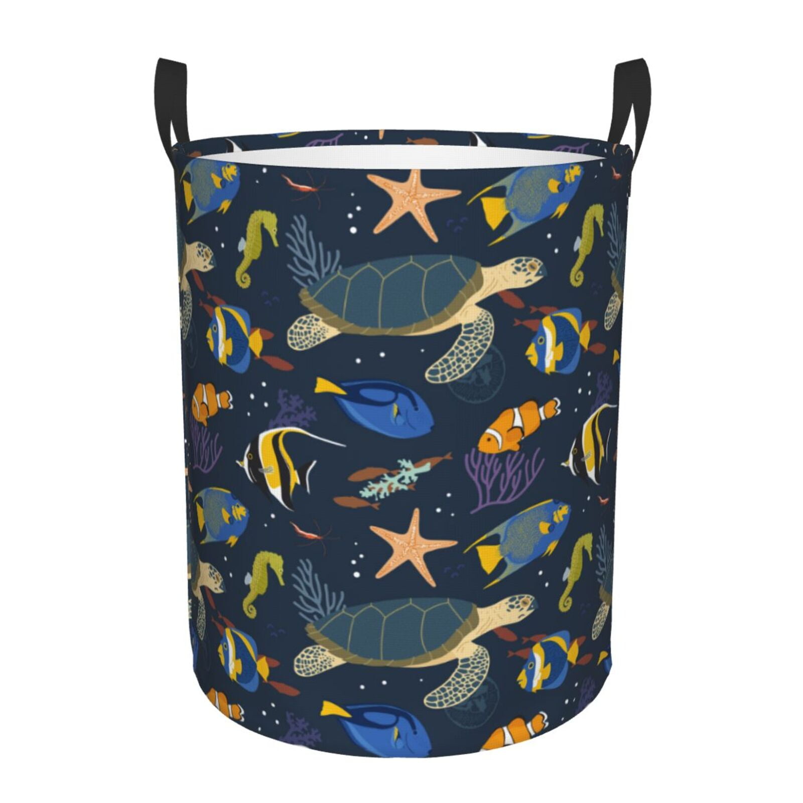 Qekee Undersea Animals print Laundry Hamper Basket, Hamper Basket for ...