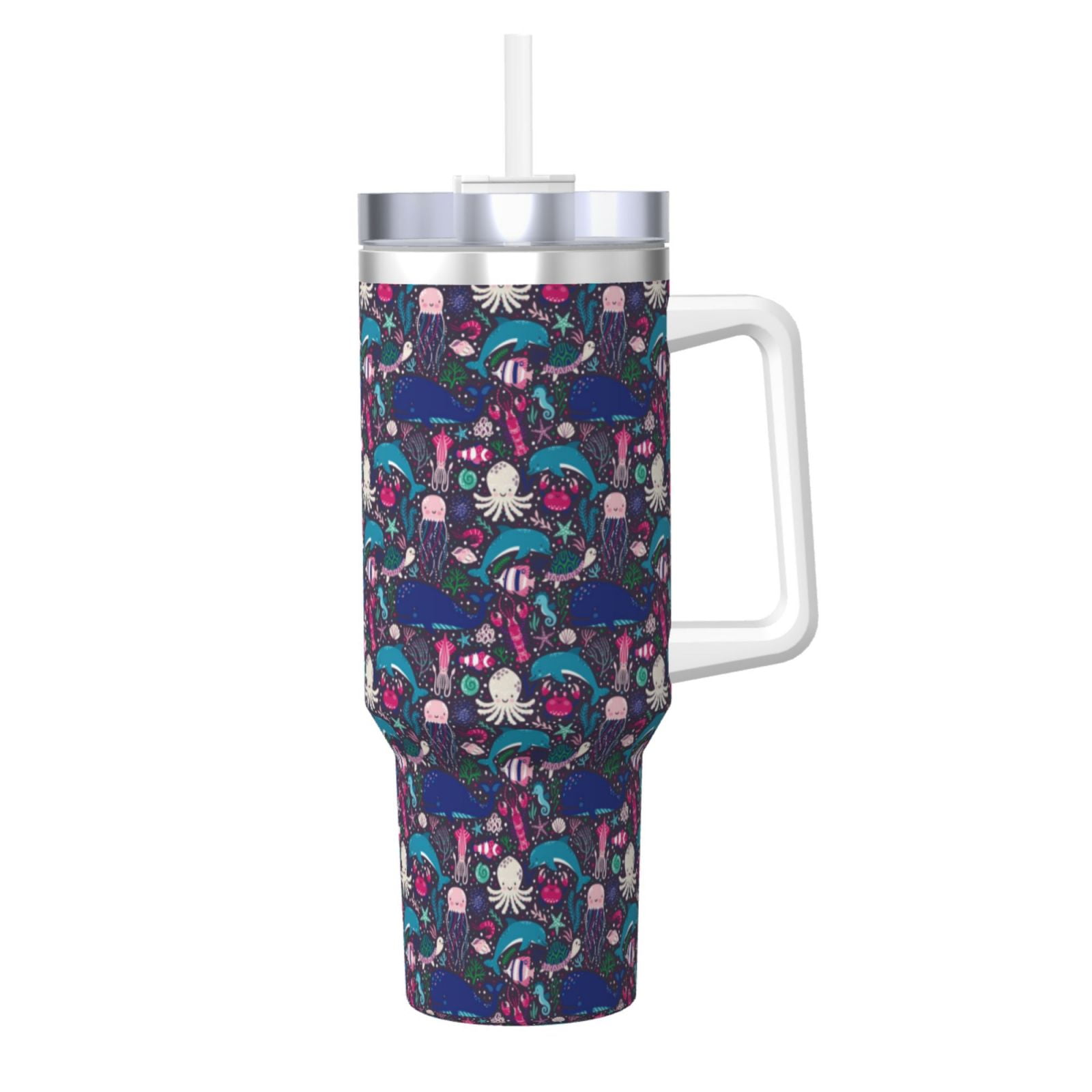 Qekee Underwater Animals Print 40 OZ Large Capacity Ice Bully Cup With ...