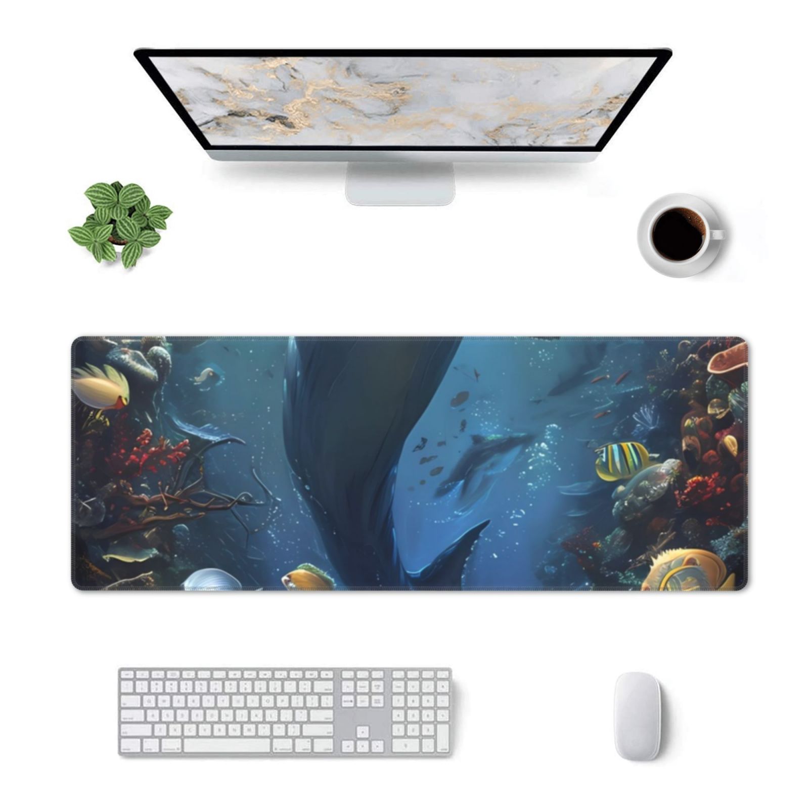 Qekee Underwater Dolphin Print Mouse Pad,Desk Pad Protector,Office Desk ...