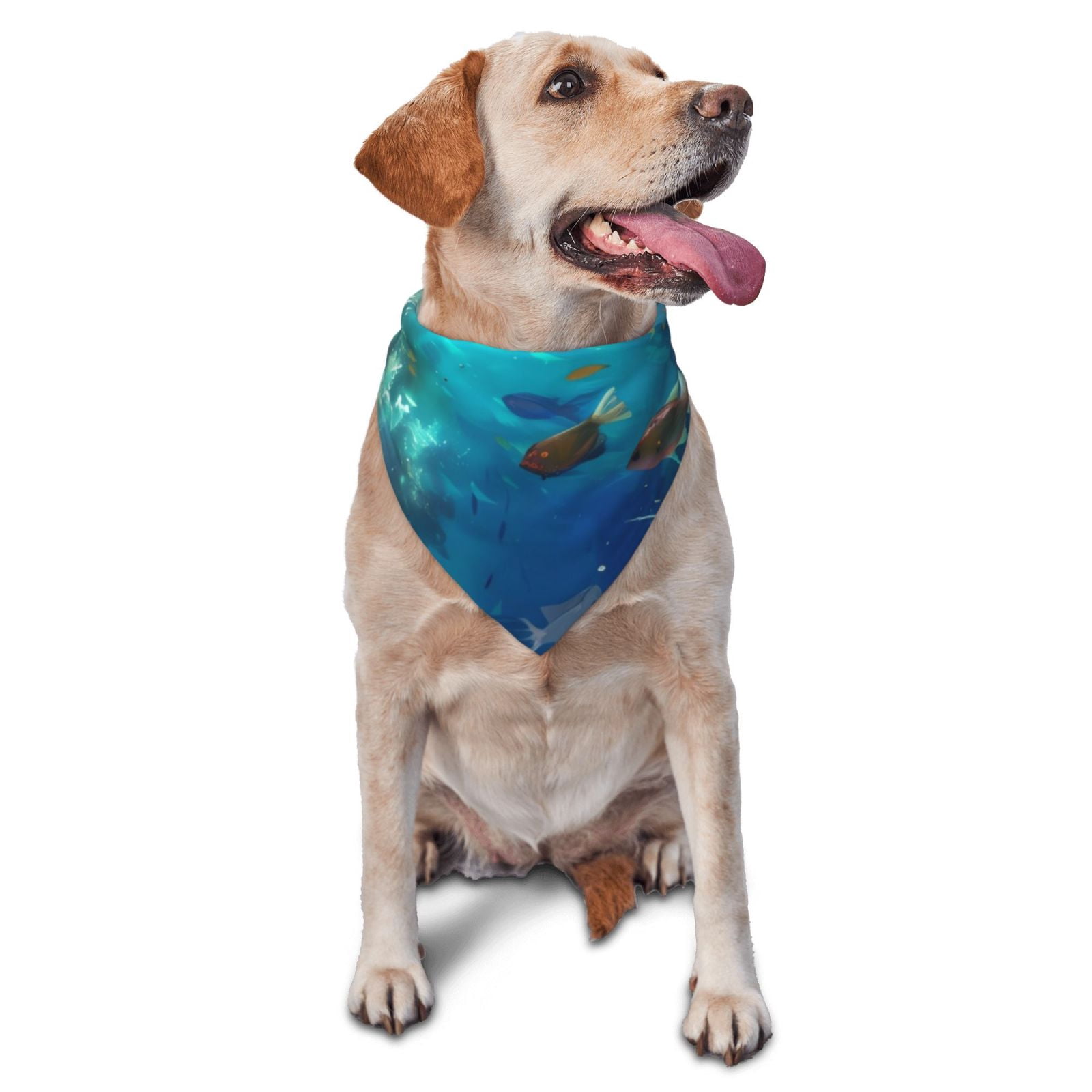 Qekee Underwater Fish Turtle for Pet Bandanas - Pet Triangle for Small ...