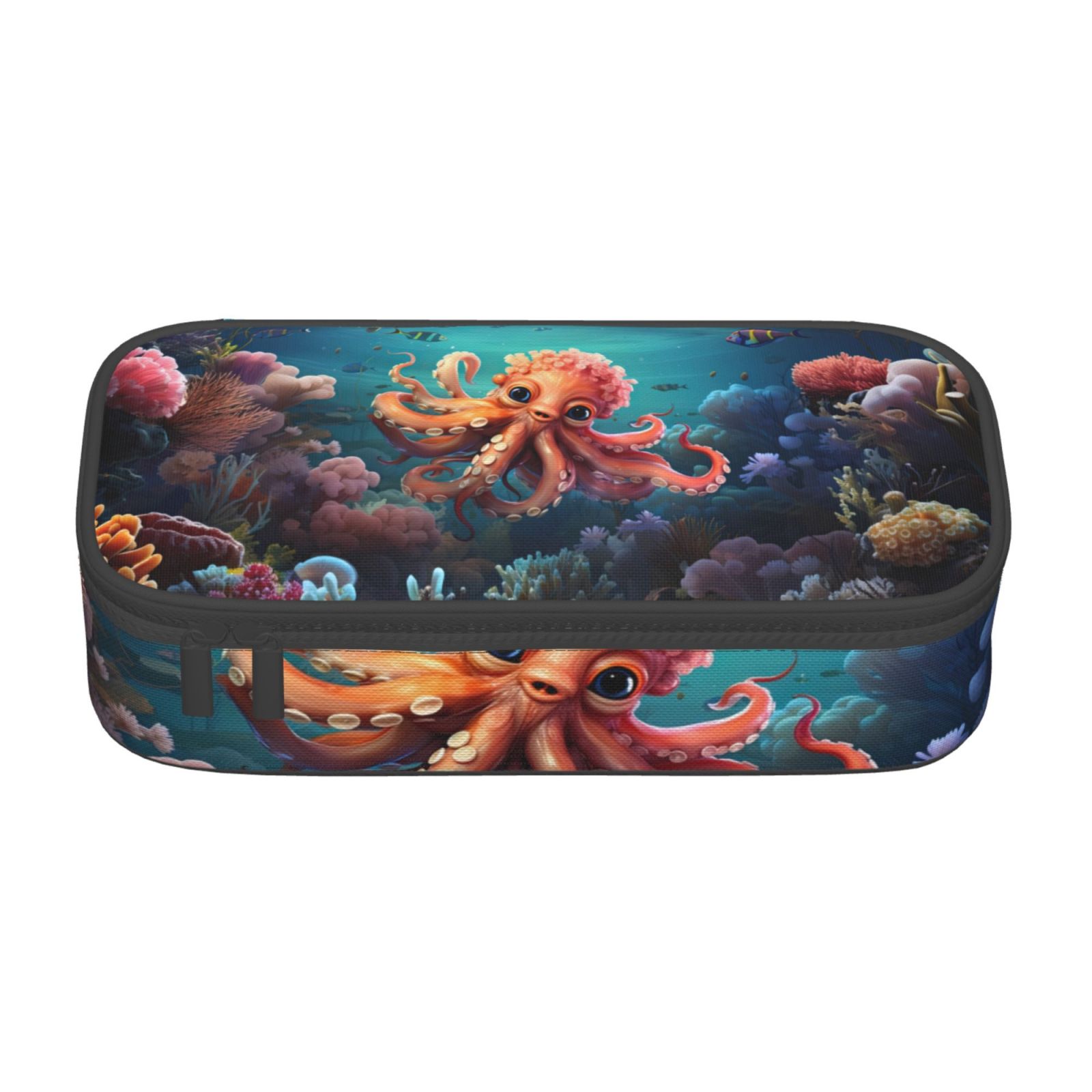 Qekee Underwater Plant Octopus print Large Pencil Case, Aesthetic Pen ...