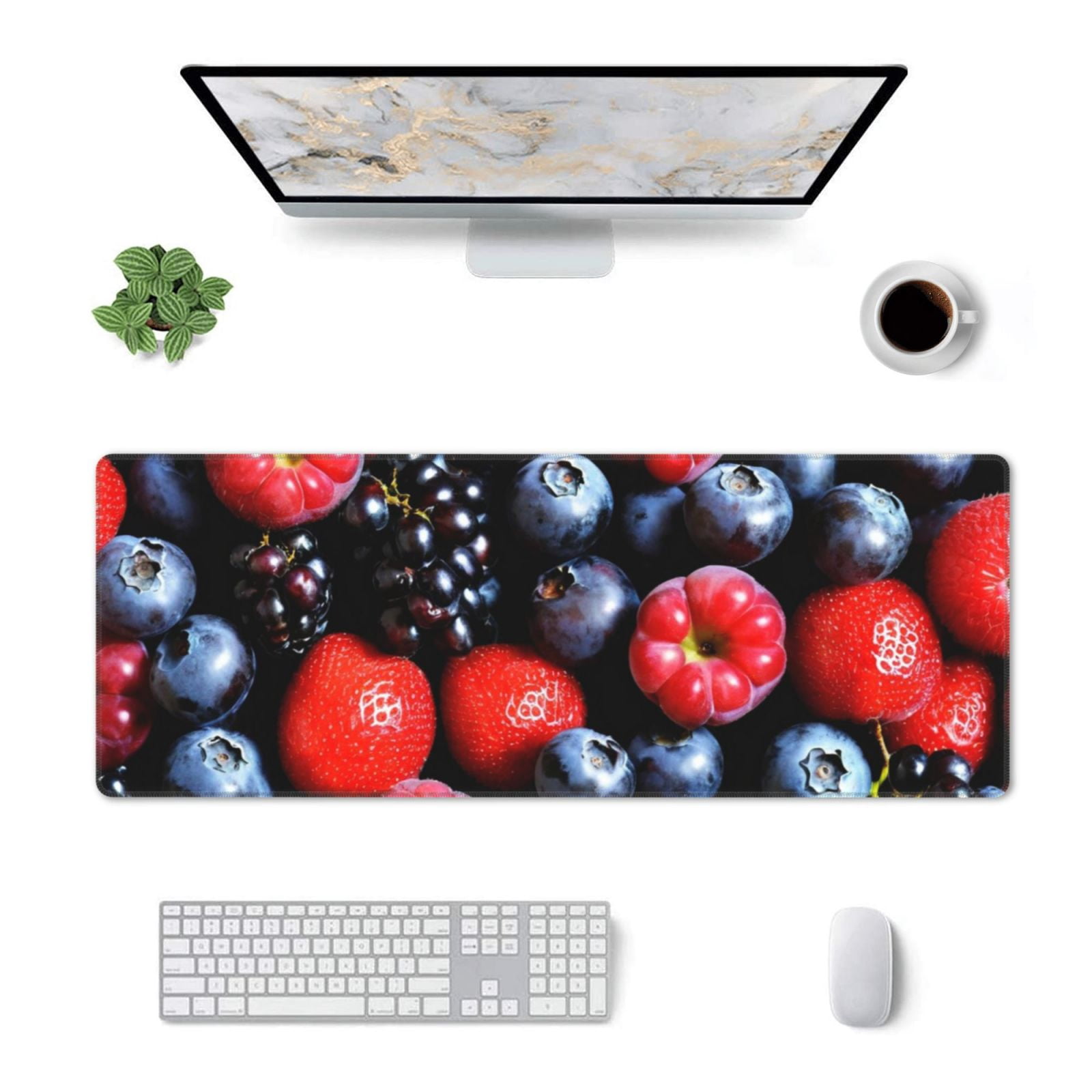 Qekee Variety Of Fruits And Berries Print Mouse Pad,Desk Pad Protector ...