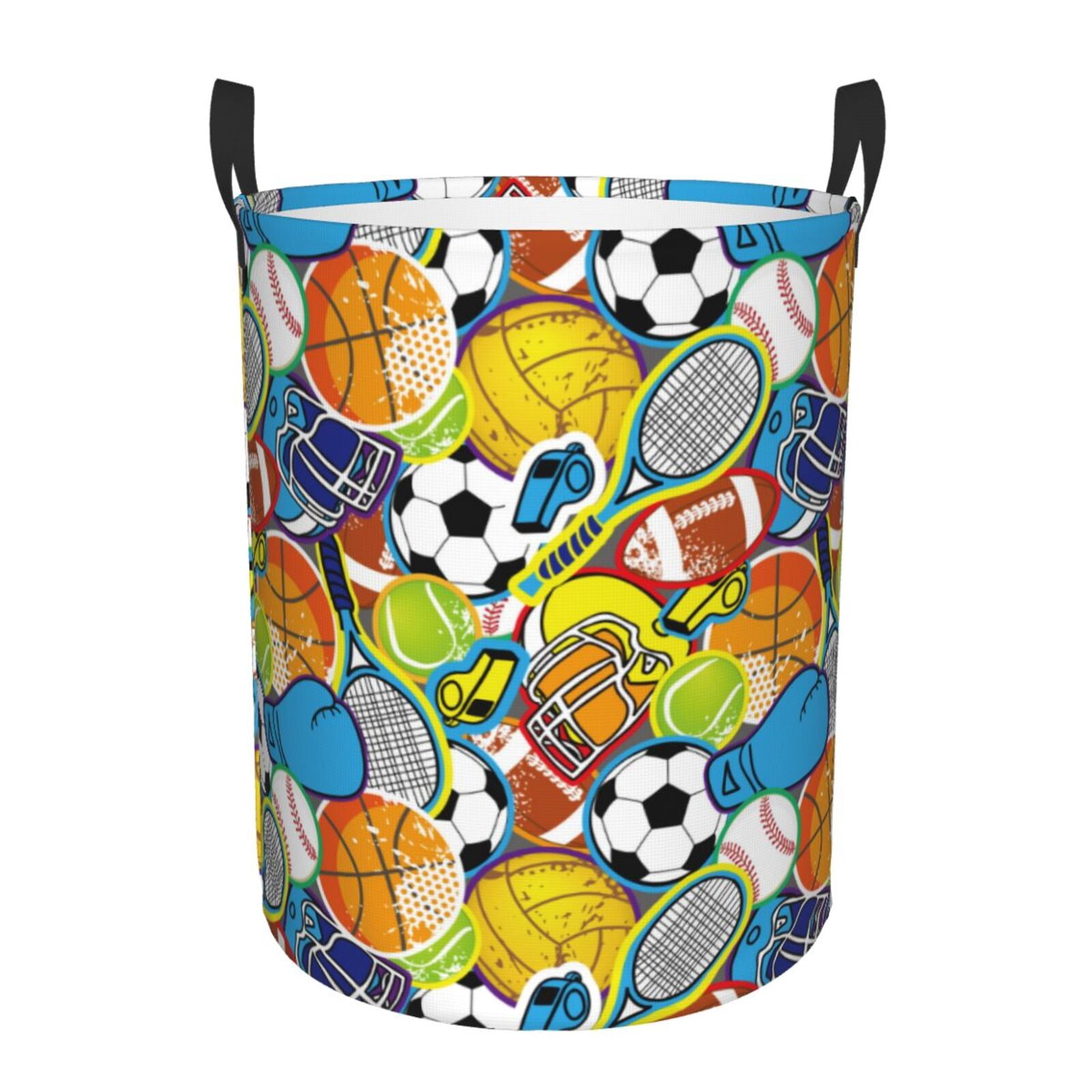 Qekee Various Balls print Laundry Hamper Basket, Hamper Basket for ...