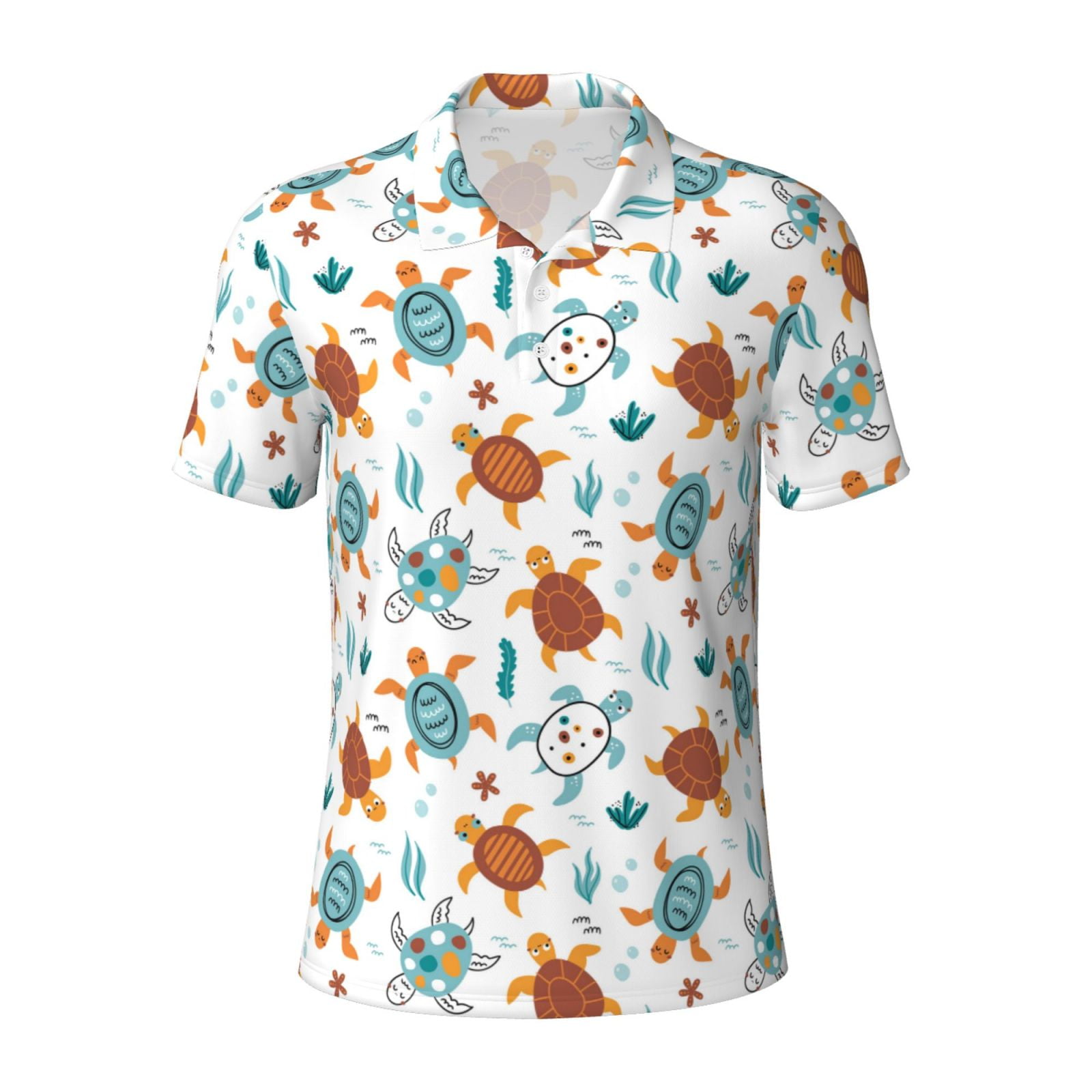 Qekee Various Turtle for Mens Polo Shirts Casual Short Sleeve Button ...