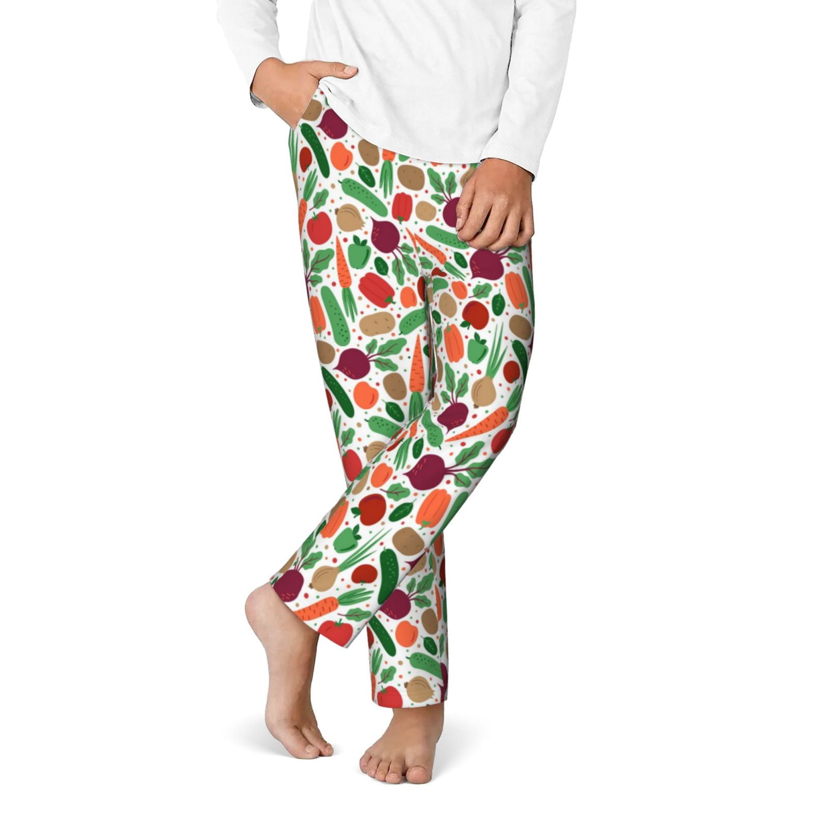 Qekee Vegetables Print Kids Pajama Pants, Teenagers' Bottom Sweatpants ...