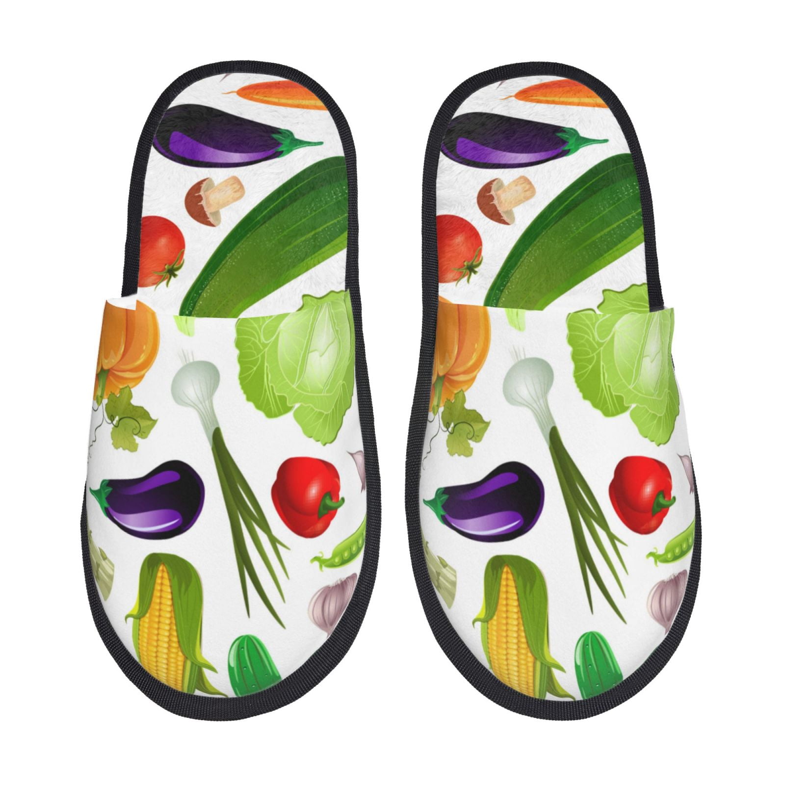 Qekee Vegetables2 print Slippers for Women and Men, Fluffy Cute Cozy ...