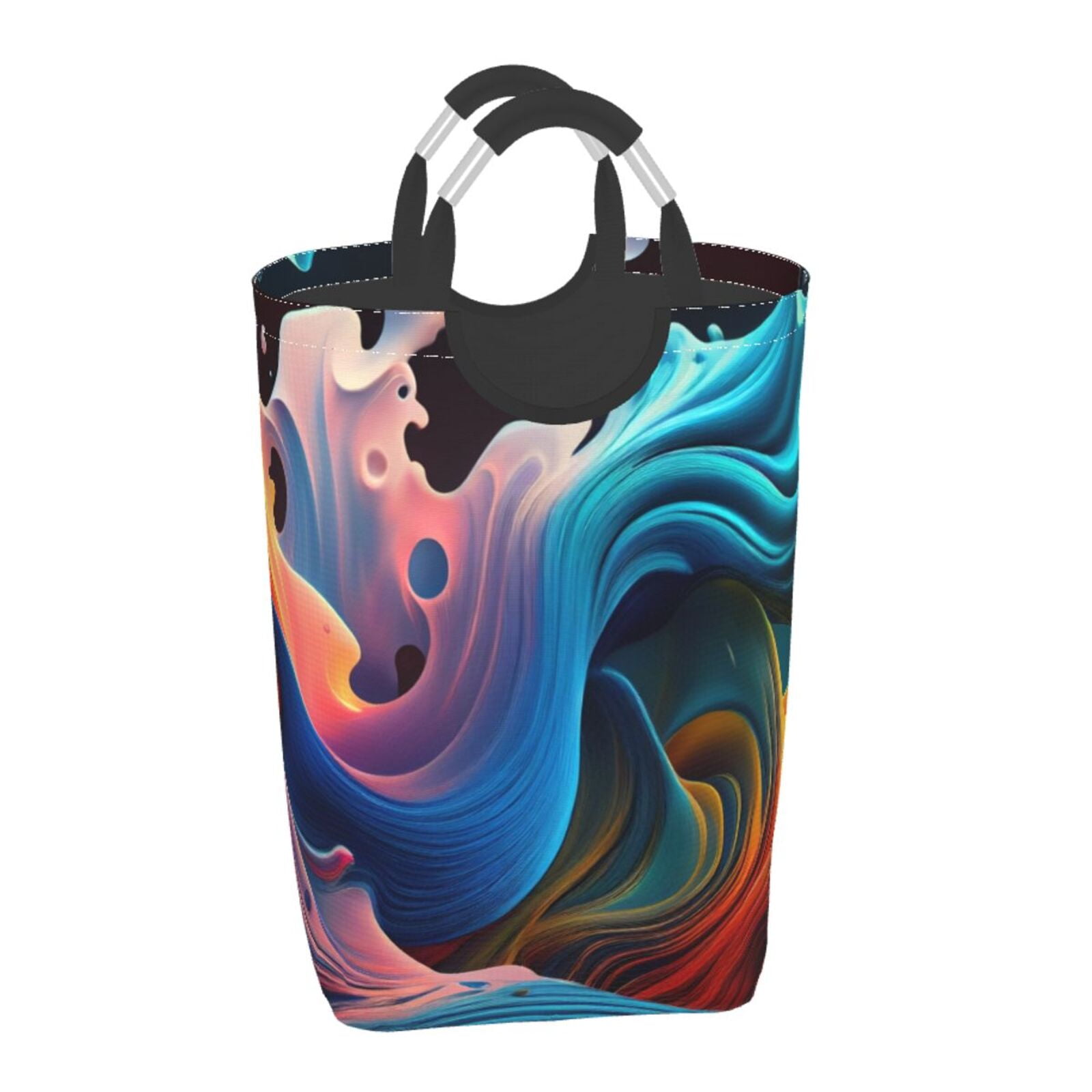 Qekee Vibrant Fluid Motion Art Print Laundry Basket, Laundry Hamper ...