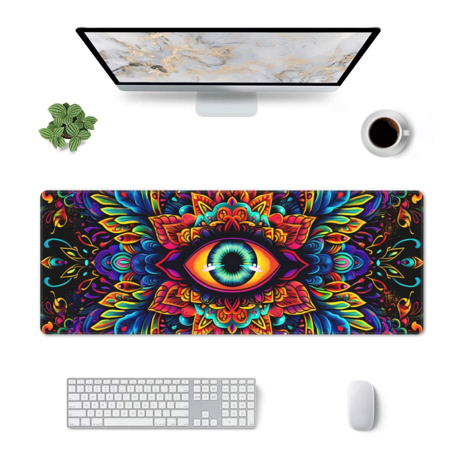 Qekee Vibrant Psychedelic Eye Print Mouse Pad,Desk Pad Protector,Office ...
