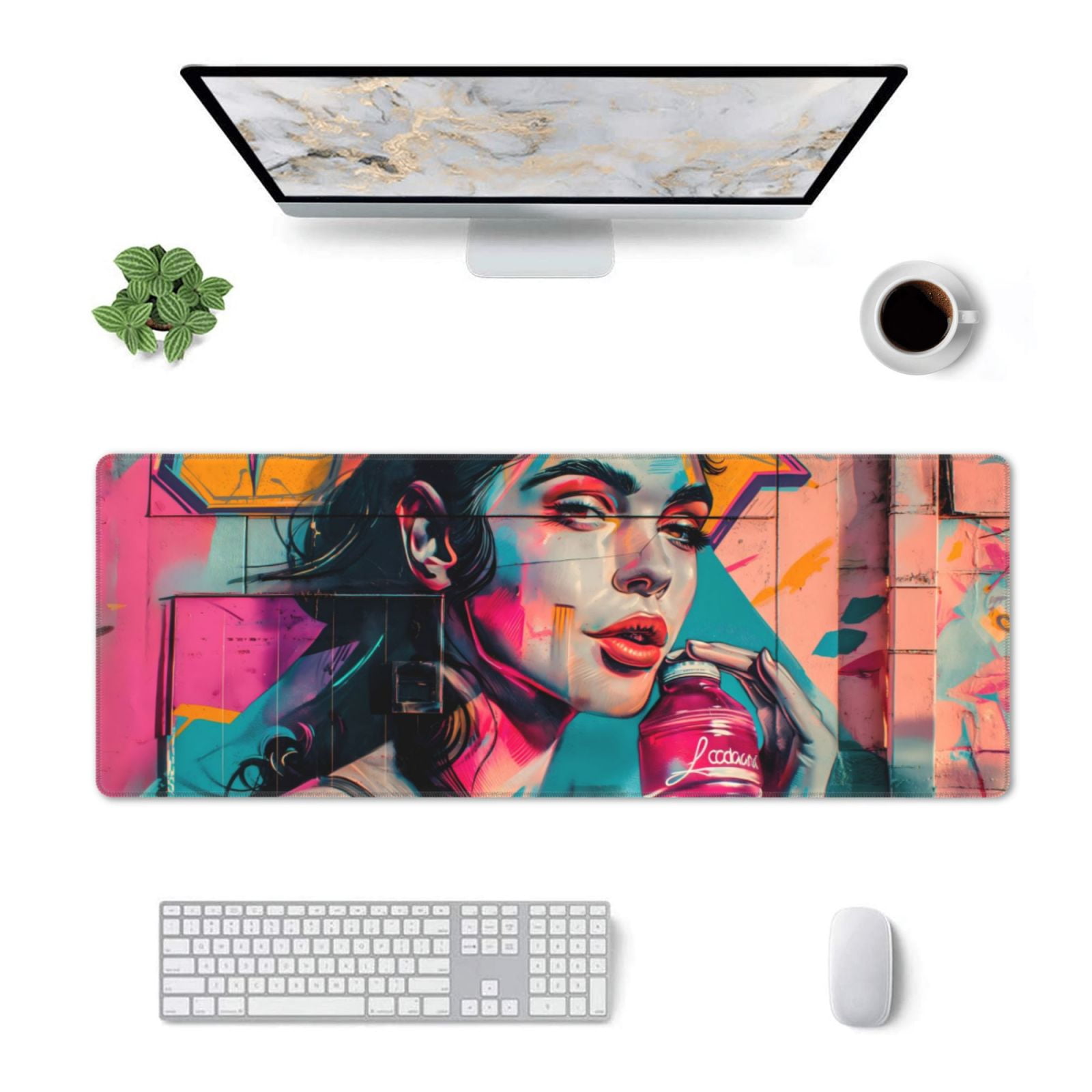 Qekee Vibrant Street Art Portrait Print Mouse Pad,Desk Pad Protector ...