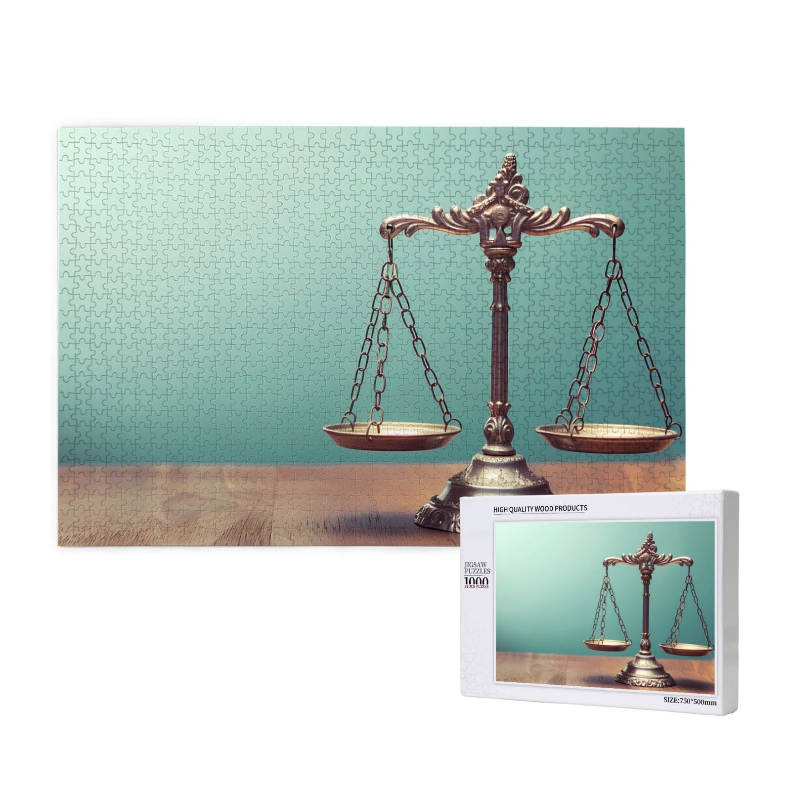 Qekee Vintage Brass Balance Scale Print 1000-Piece Jigsaw Puzzles ...