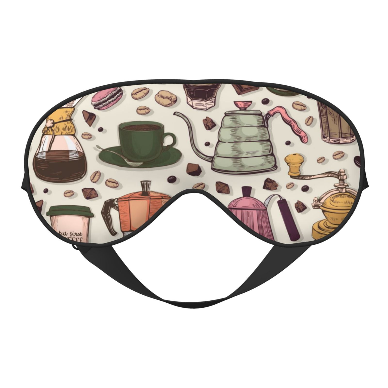 Qekee Vintage Coffee Print Eye Mask Soft Fluffy Sleeping Blindfold ...