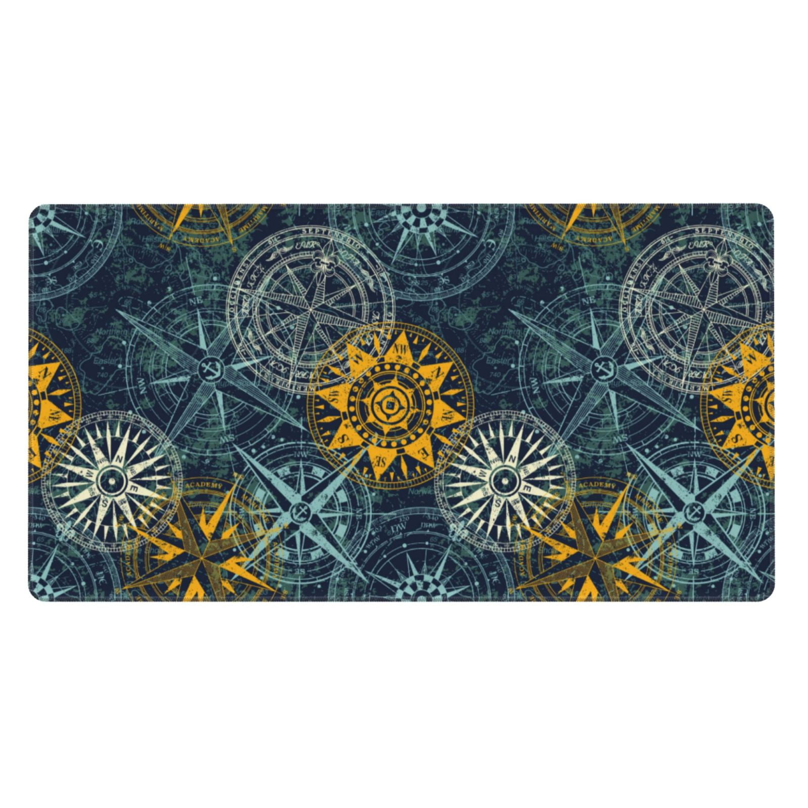 Qekee Vintage Compass Print Desk Pad Protector,Mouse Pad,Office Desk ...